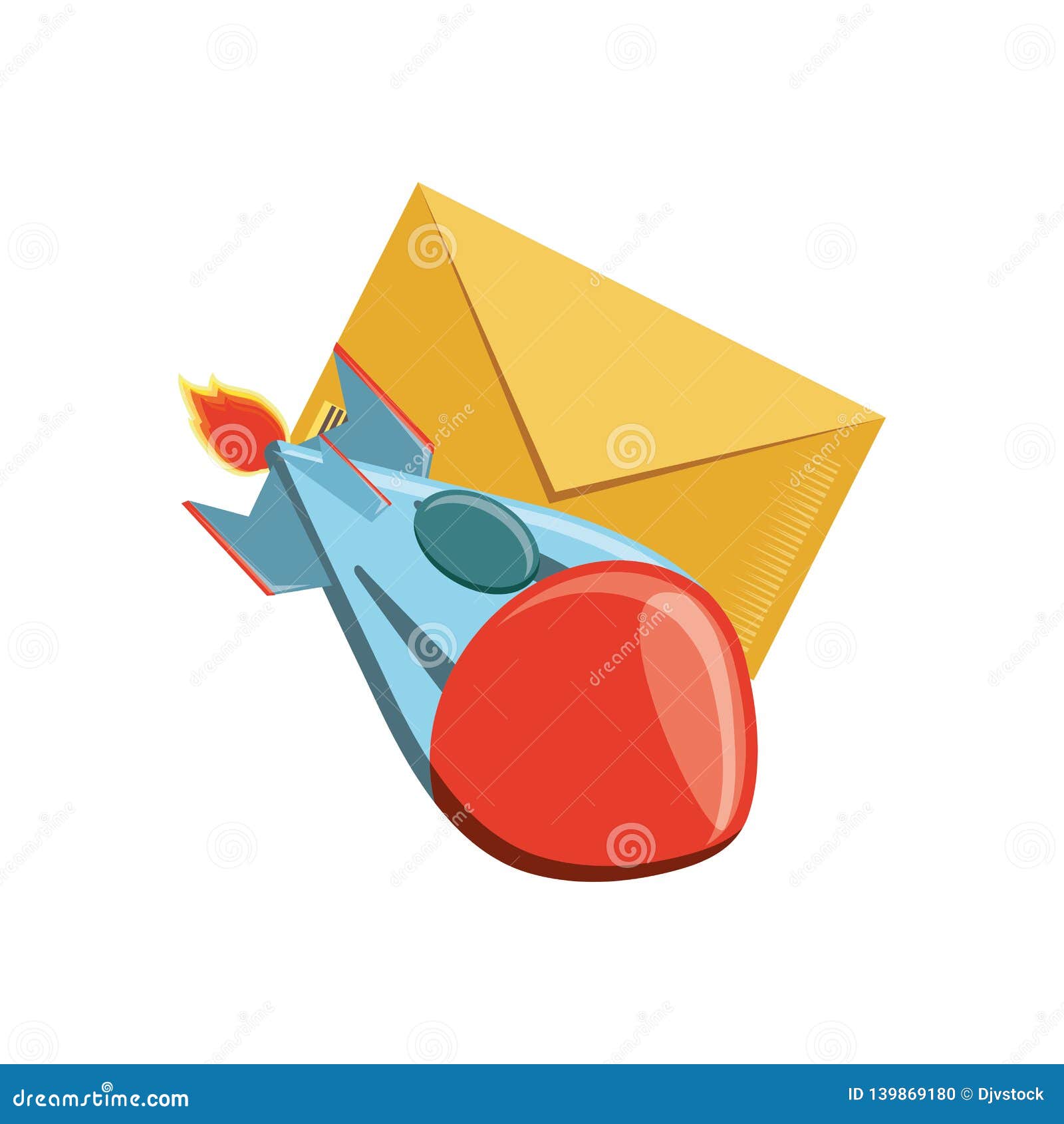 Rocket Launcher with Envelope Mail Stock Vector - Illustration of ...