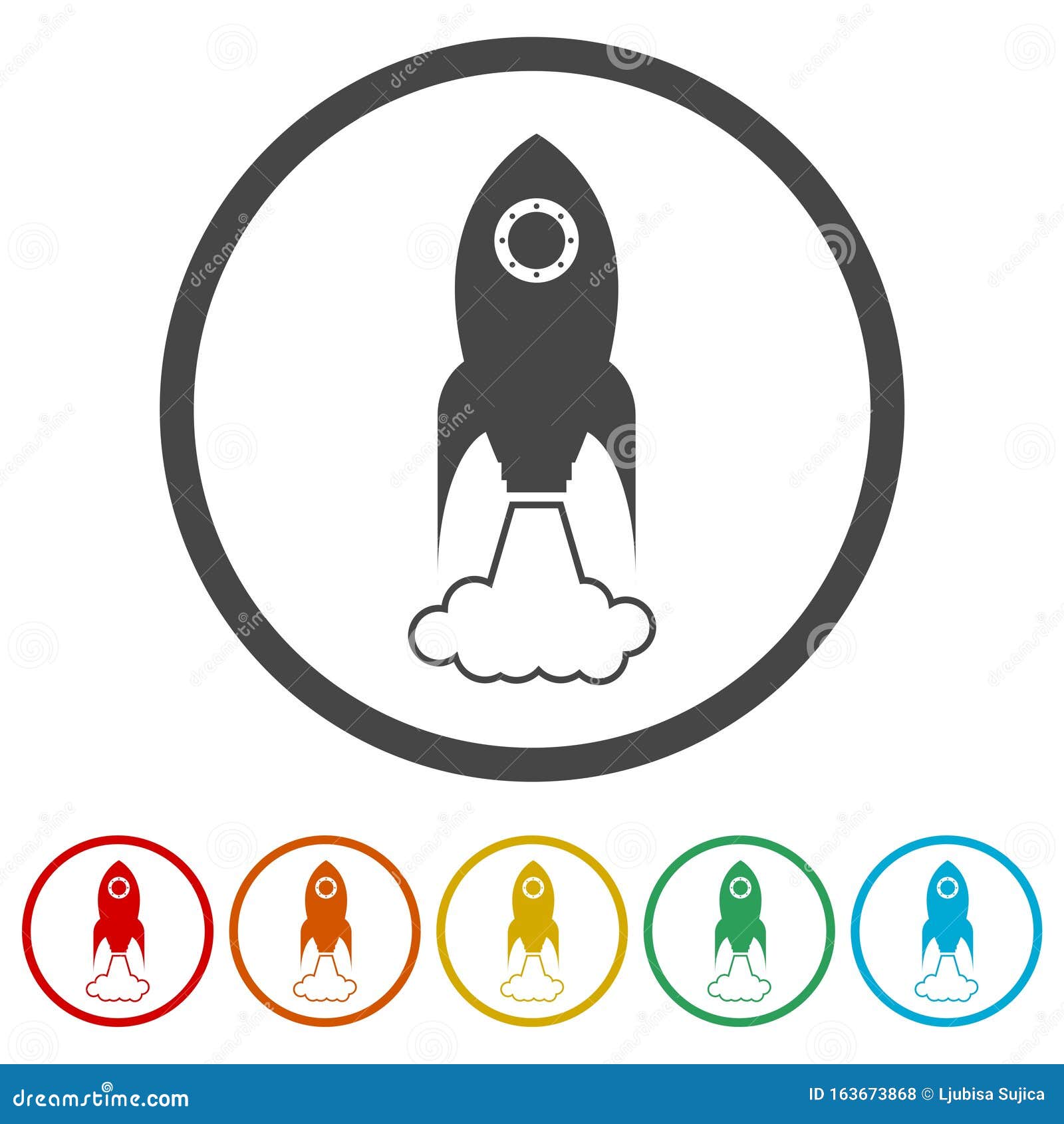 Rocket Launcher Isolated Icons Set Stock Vector - Illustration of ...