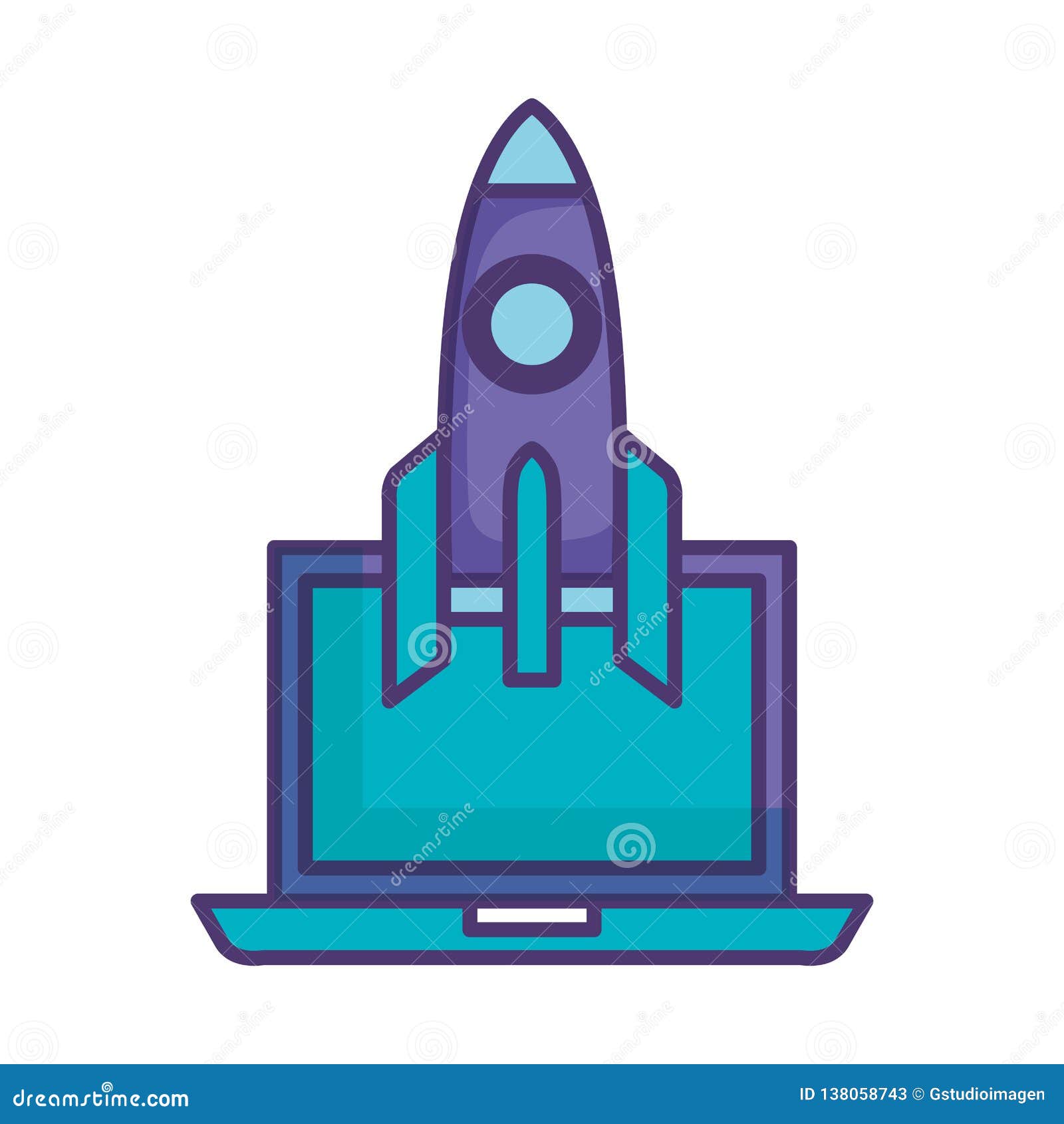 Rocket Launcher with Laptop Stock Vector - Illustration of comic ...