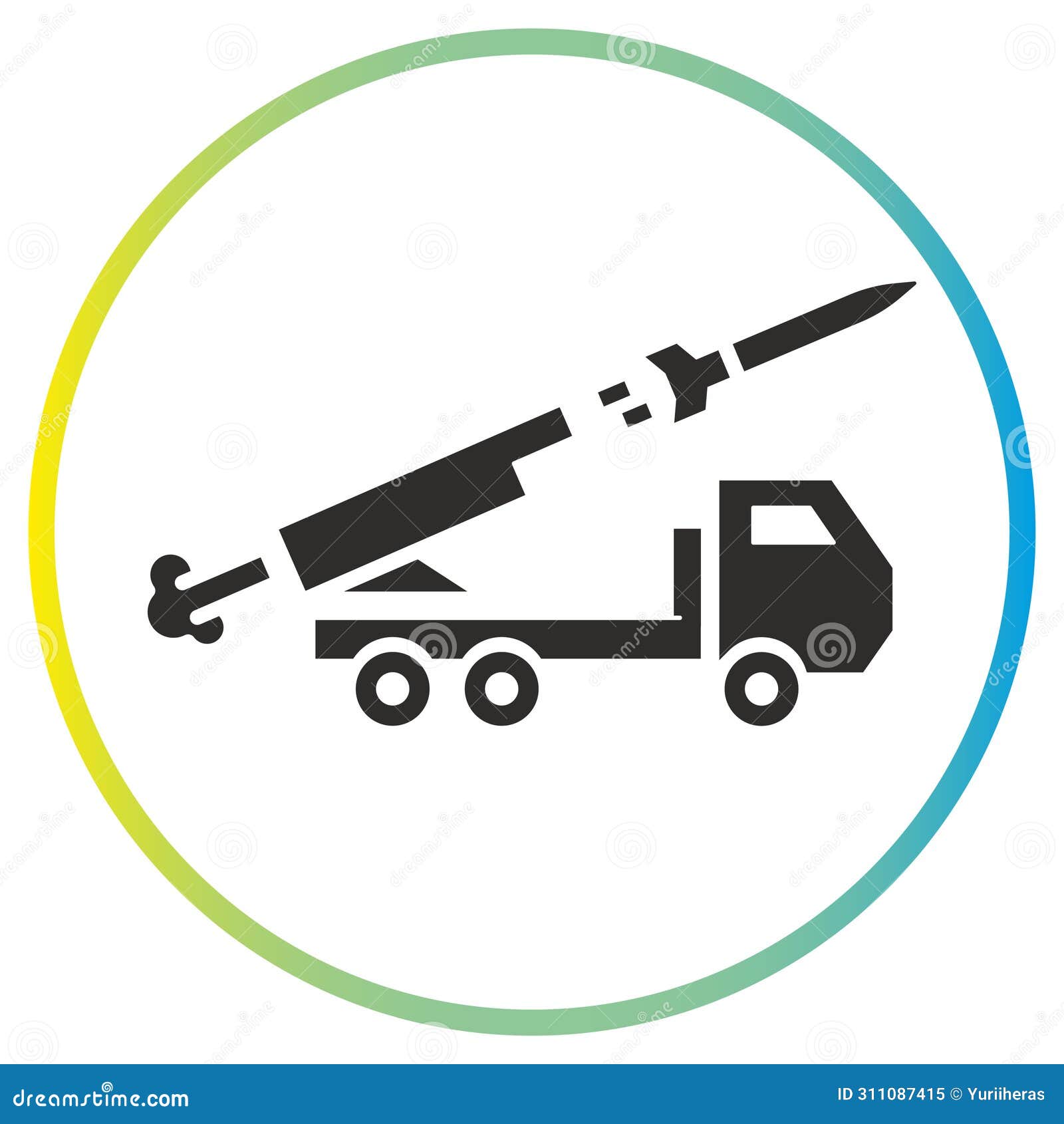 Rocket Launcher System Icon, Mobility Artillery, Flat Symbol on White ...