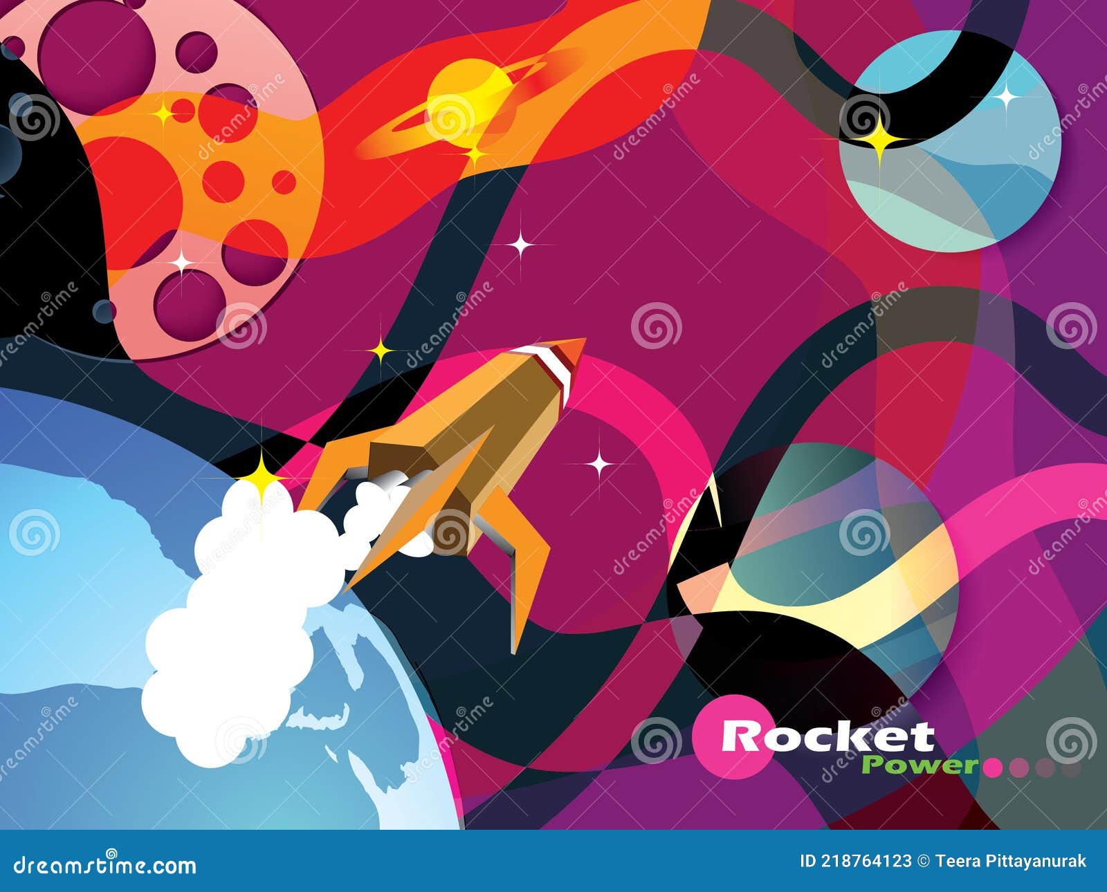 Rocket Launches in a Flat Style. Rocket Design Vector Illustration ...