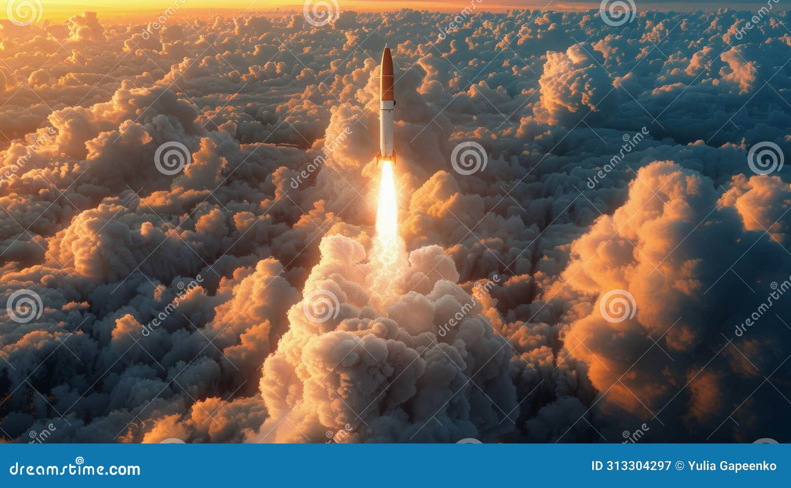 Rocket Soaring Above Clouds Stock Image - Image of futuristic, industry ...