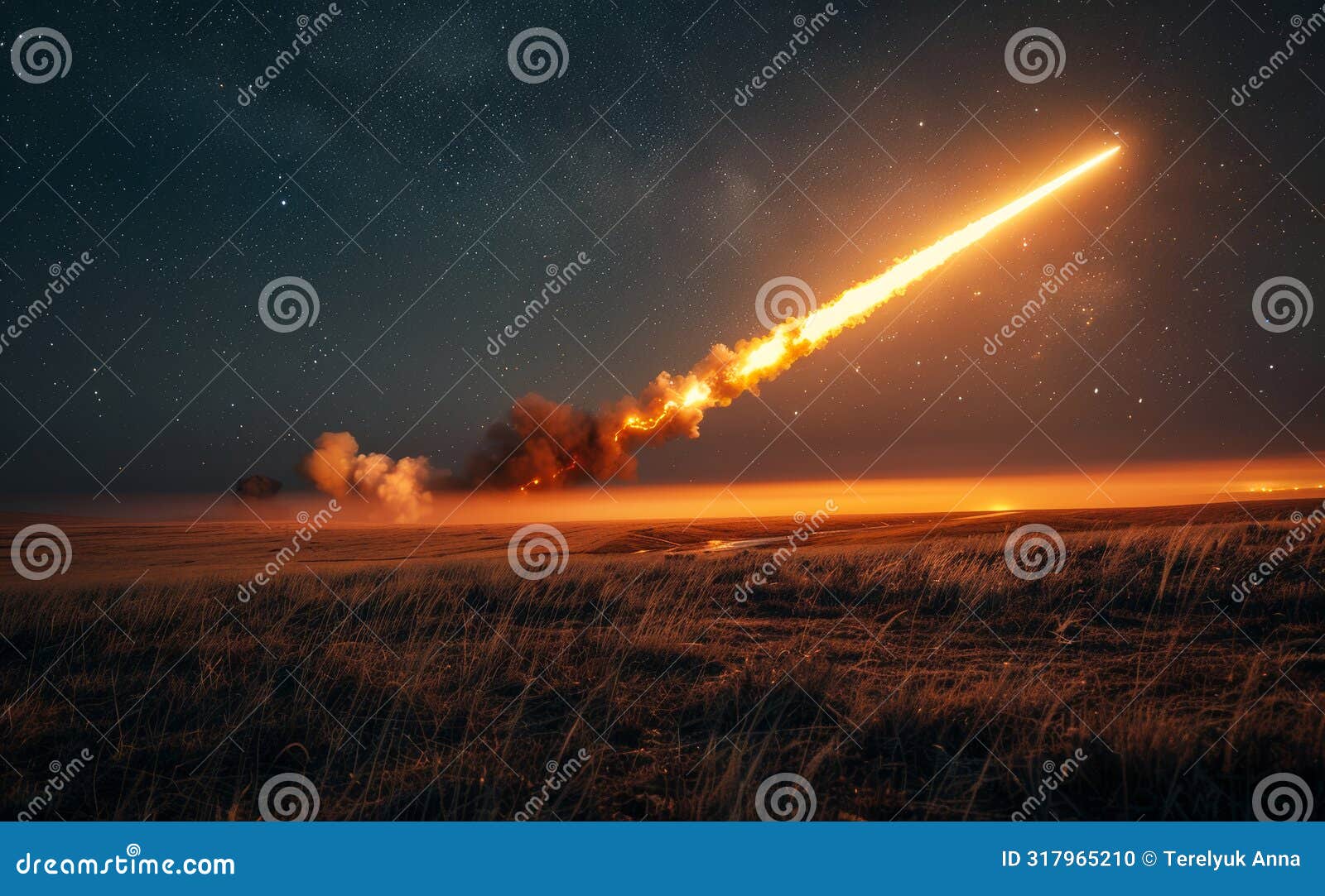 Rocket Launches into Space. Nighttime Operation of a Missile Launcher ...