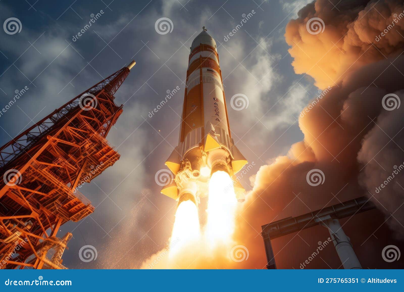 Rocket Launches into the Starry Night Sky, with Earth Visible Below ...