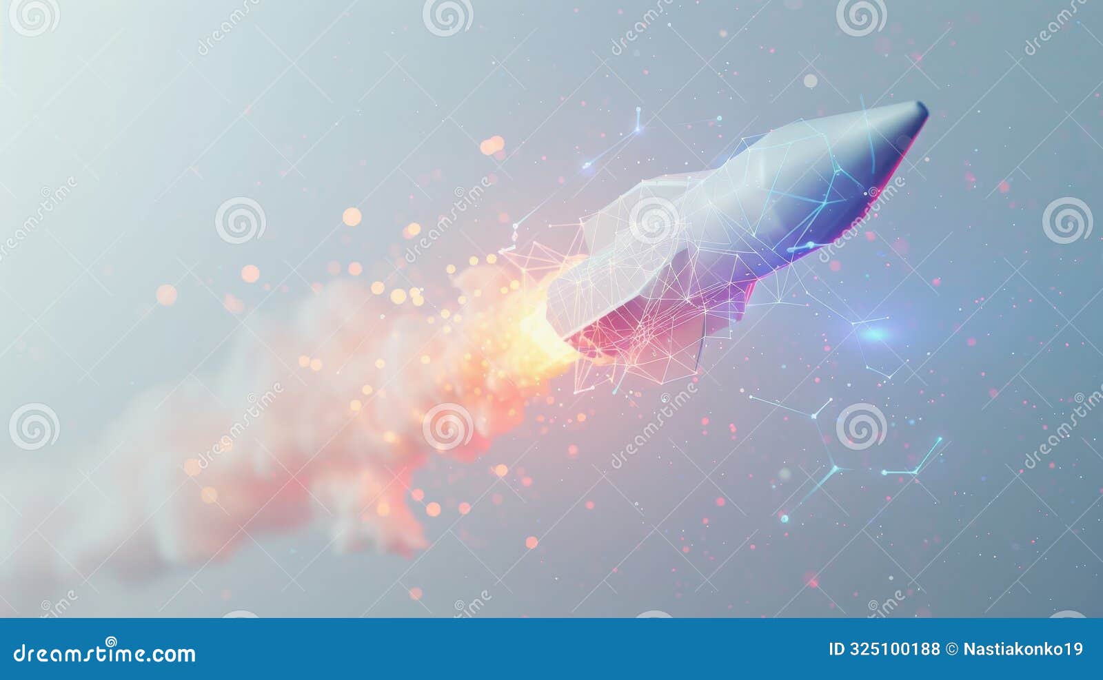 Rocket Launching with Digital Network Connections, Futuristic ...