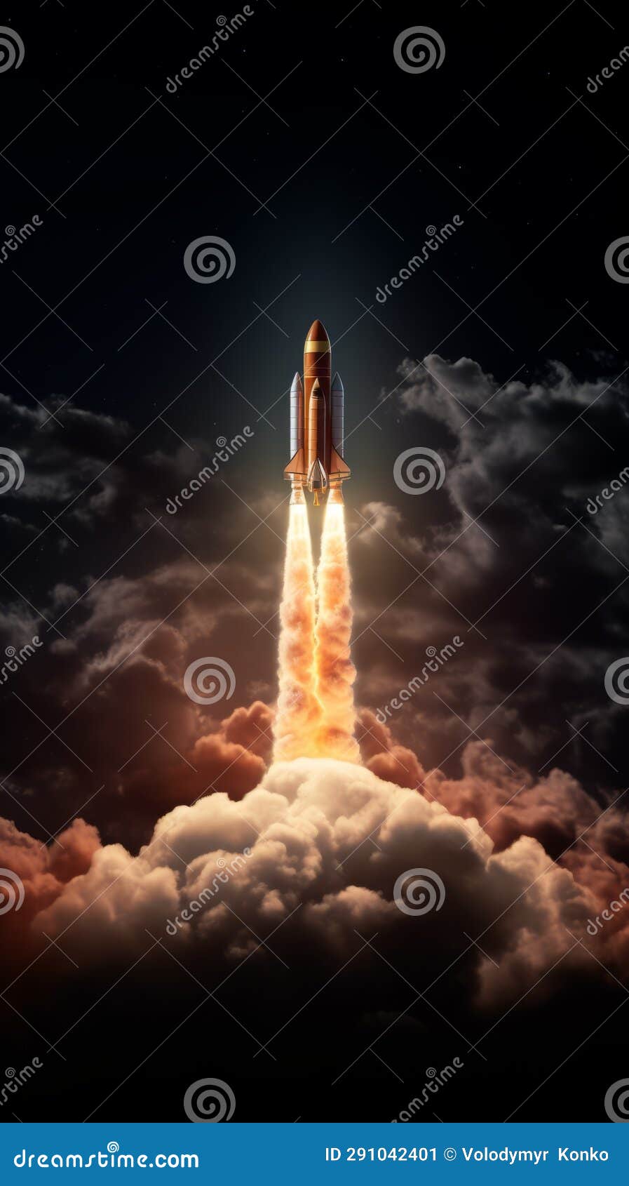 A Rocket Launching into the Night Sky Stock Image - Image of astronomy ...