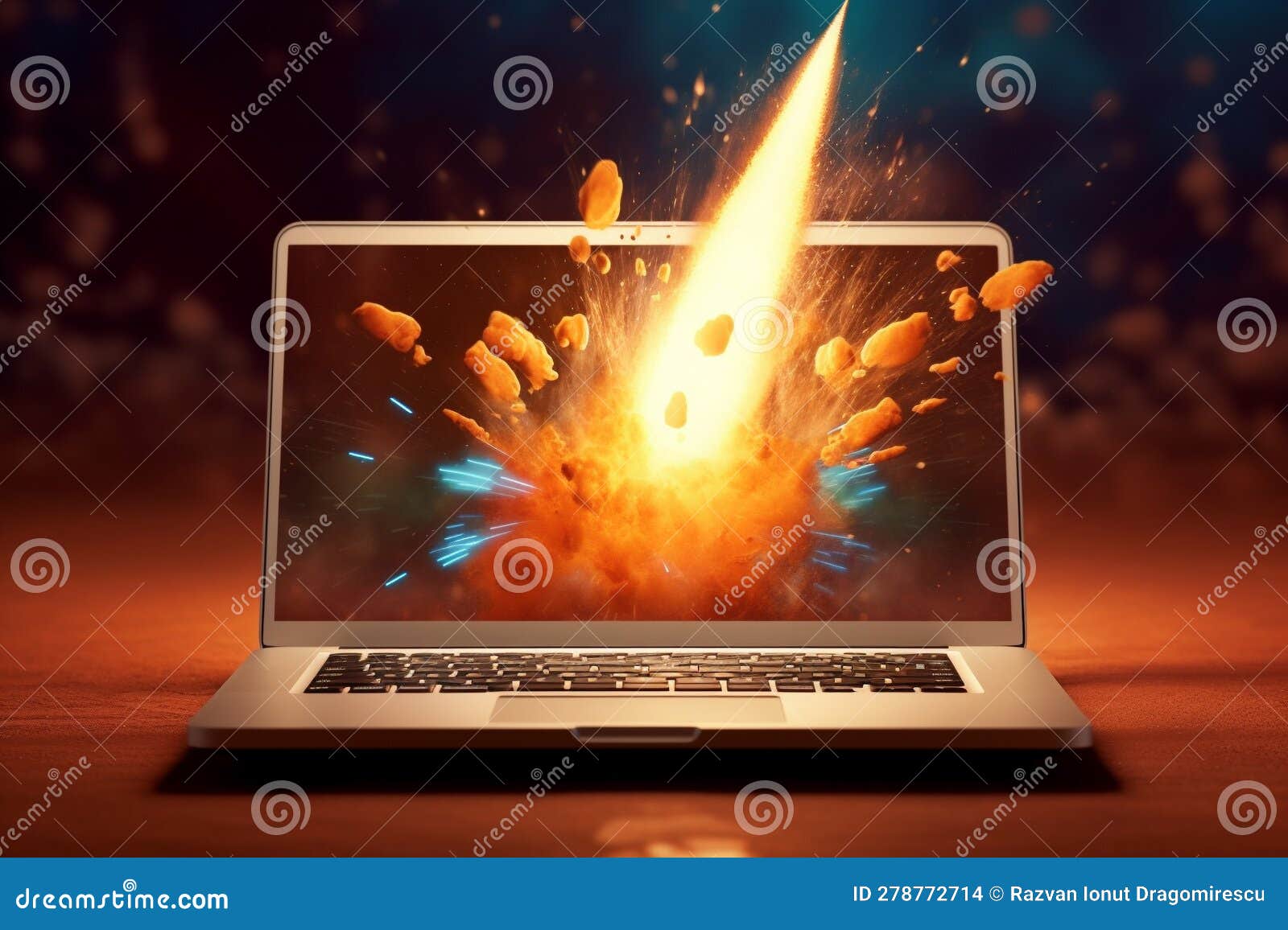 Rocket Launching Out of a Laptop, Symbolizing the Power of Digital ...