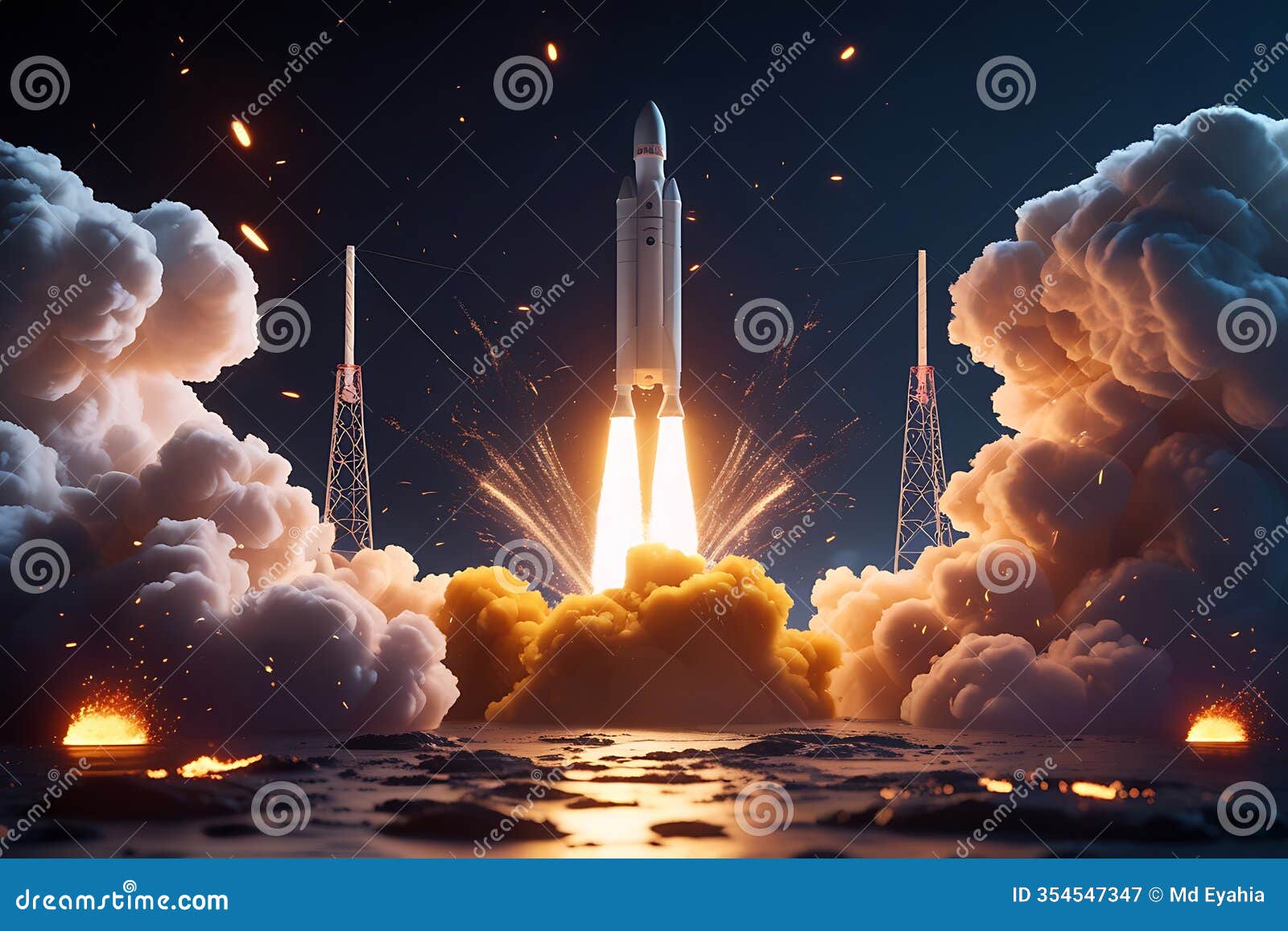Rocket Launching from Phone: Mobile App Blastoff! Stock Illustration ...