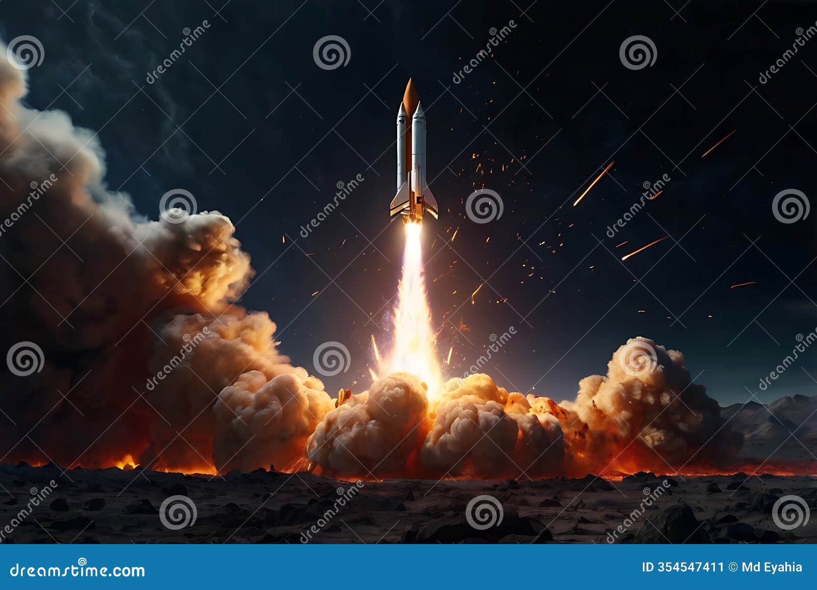 Rocket Launching from Phone: Mobile App Blastoff! Stock Illustration ...