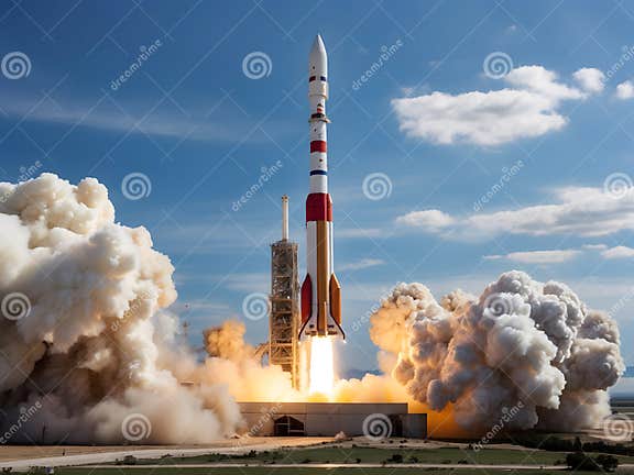 Rocket Launching Sequence from Earth Stock Illustration - Illustration ...