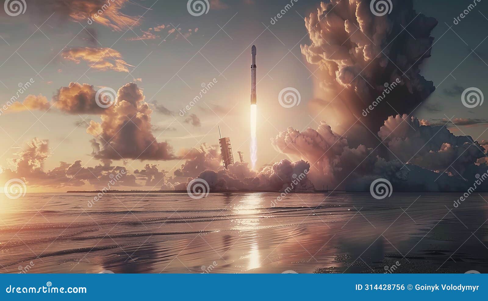 Rocket Launching into the Sky with Clouds Stock Photo - Image of ...