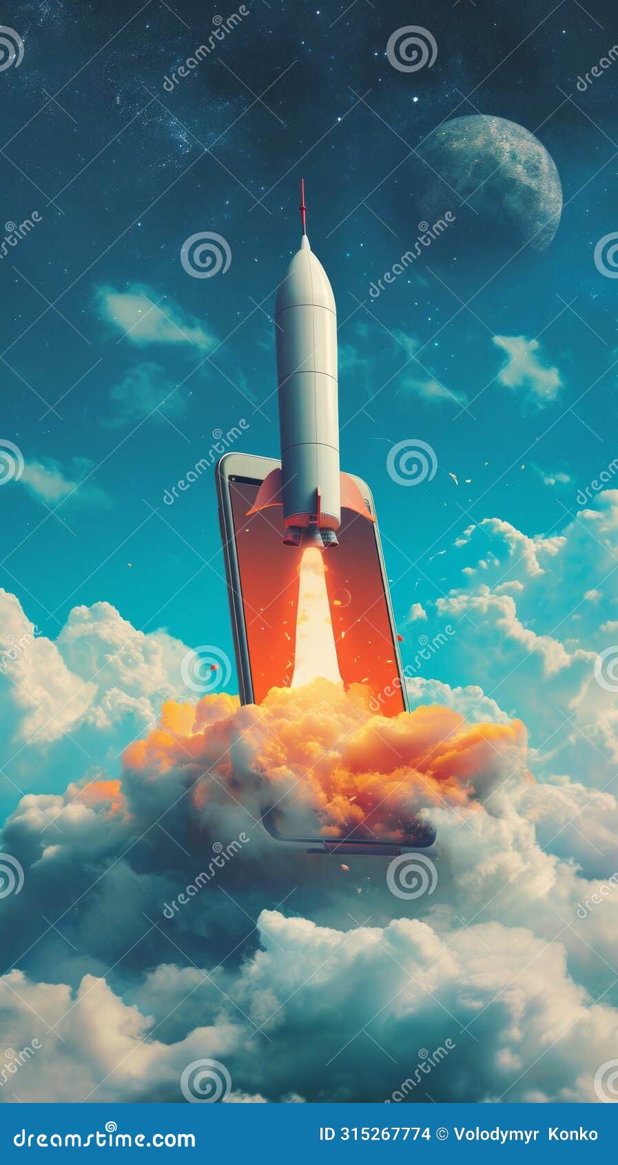 Rocket Launching into the Sky, a Powerful Takeoff of a Spacecraft Stock ...