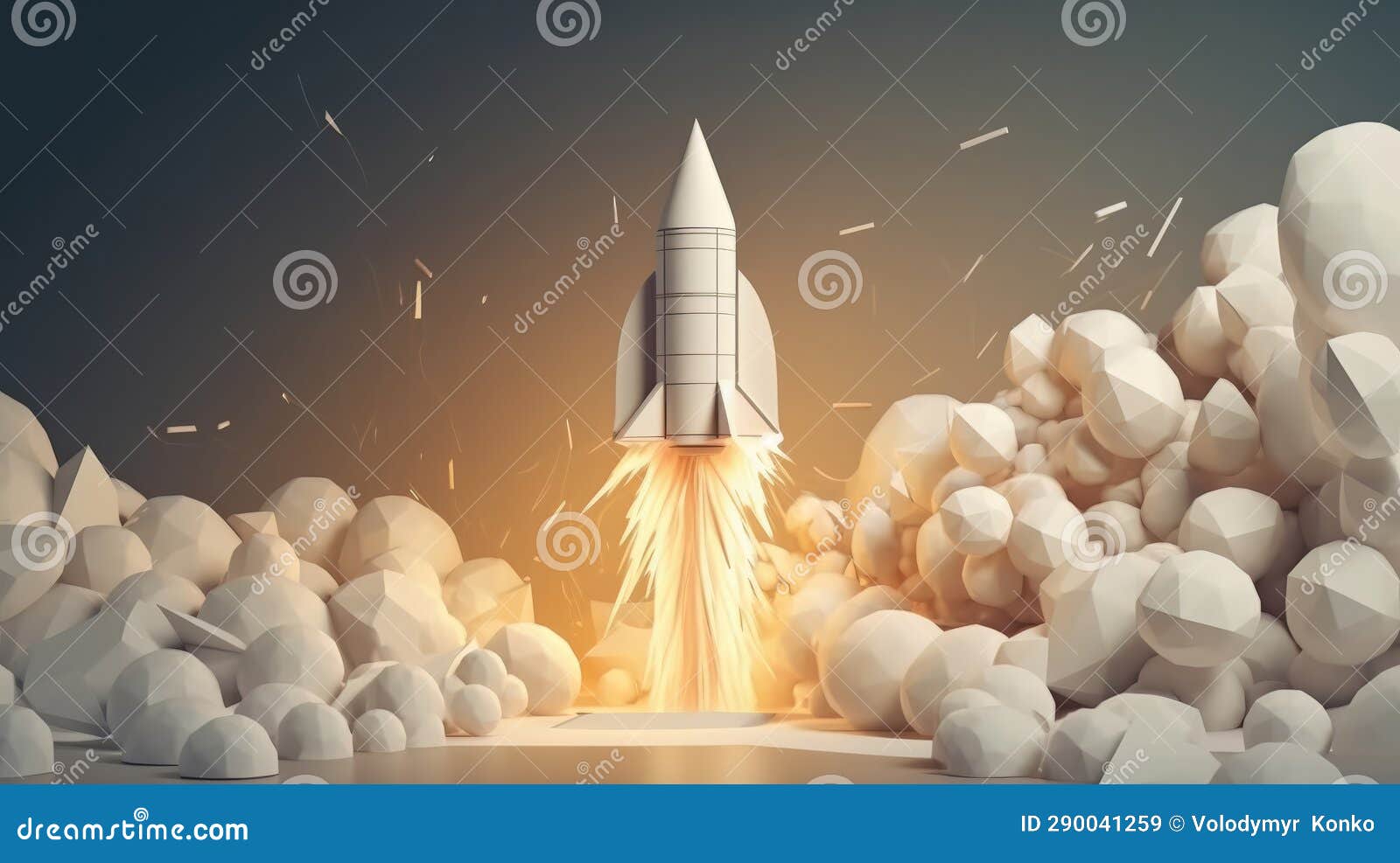 Rocket Launching into Sky in Quiling Paper Style. Generative Ai Stock ...