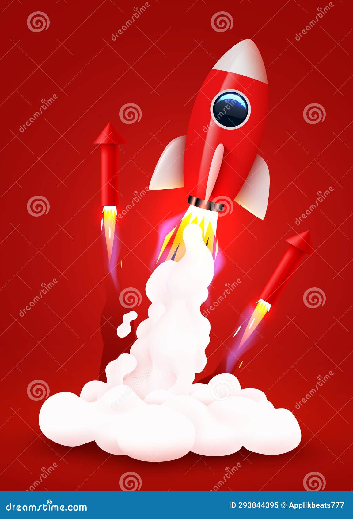 Rocket Launching with Smoke and Fire. Business Start Up Concept Stock ...