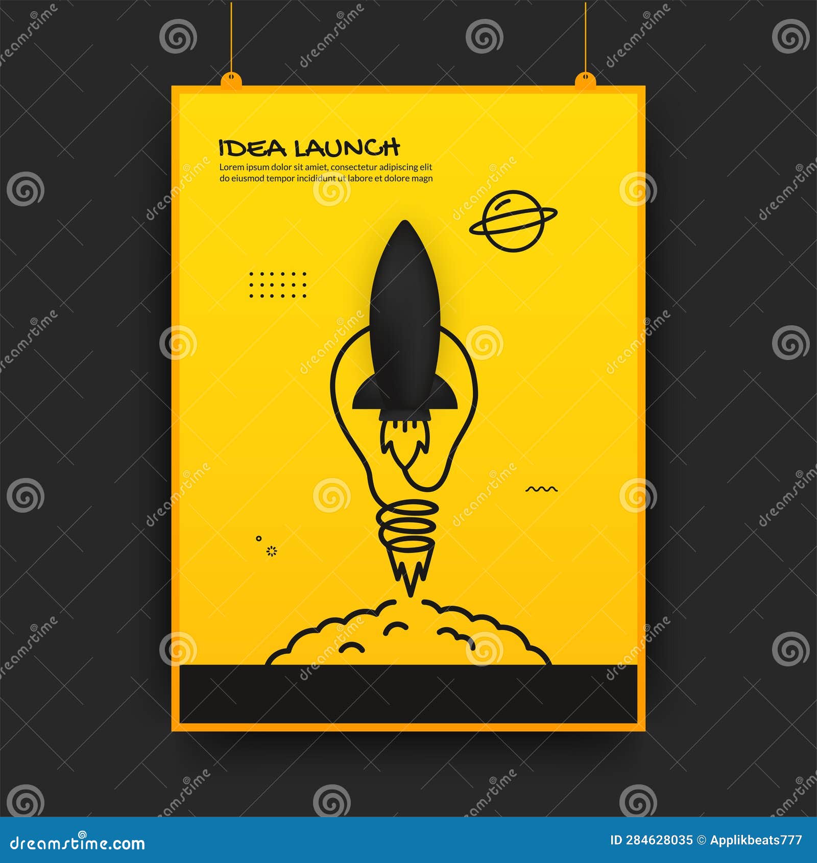 Rocket Launching To Space with Light Bulb Poster, Business Start Up ...