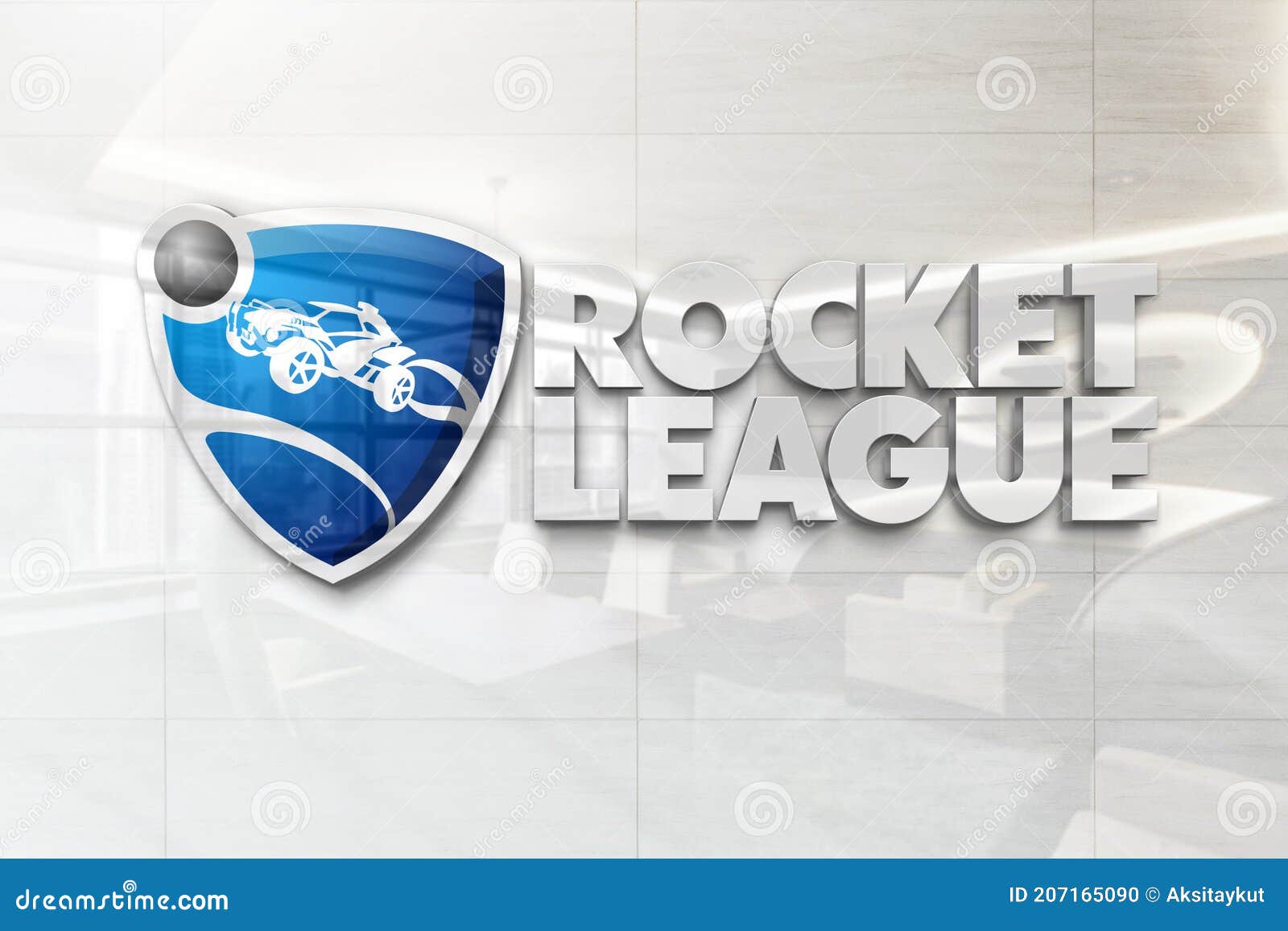 Rocket League on Glossy Office Wall Realistic Texture Editorial Image ...