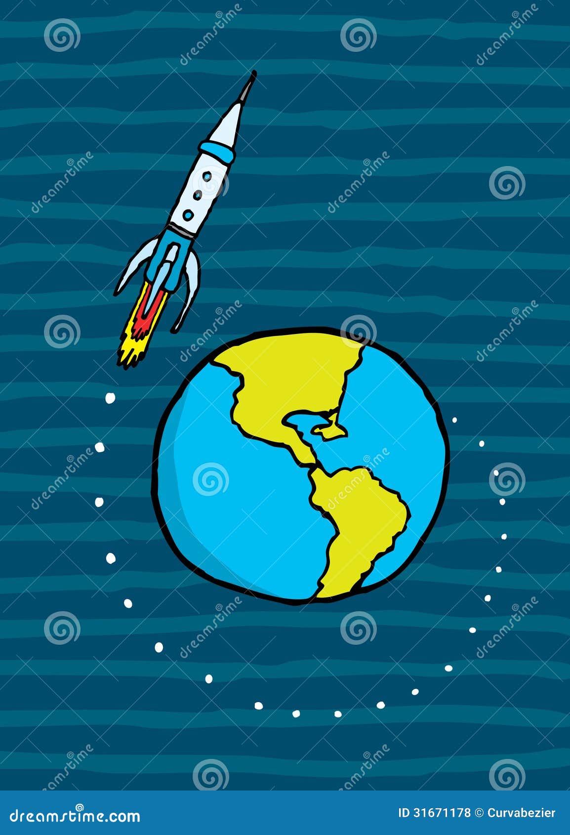 Rocket leaving earth stock illustration. Illustration of fuel - 31671178