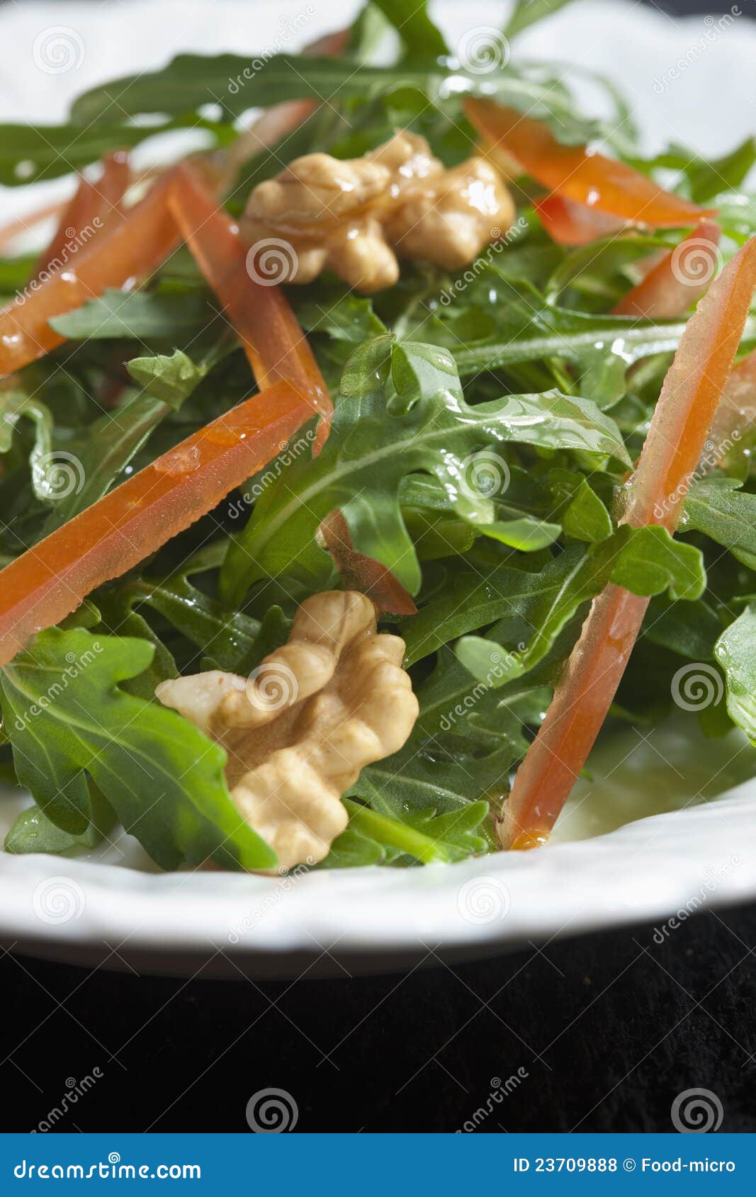 Rocket Lettuce,sticks of Tomato and Walnut Salad Stock Photo - Image of ...