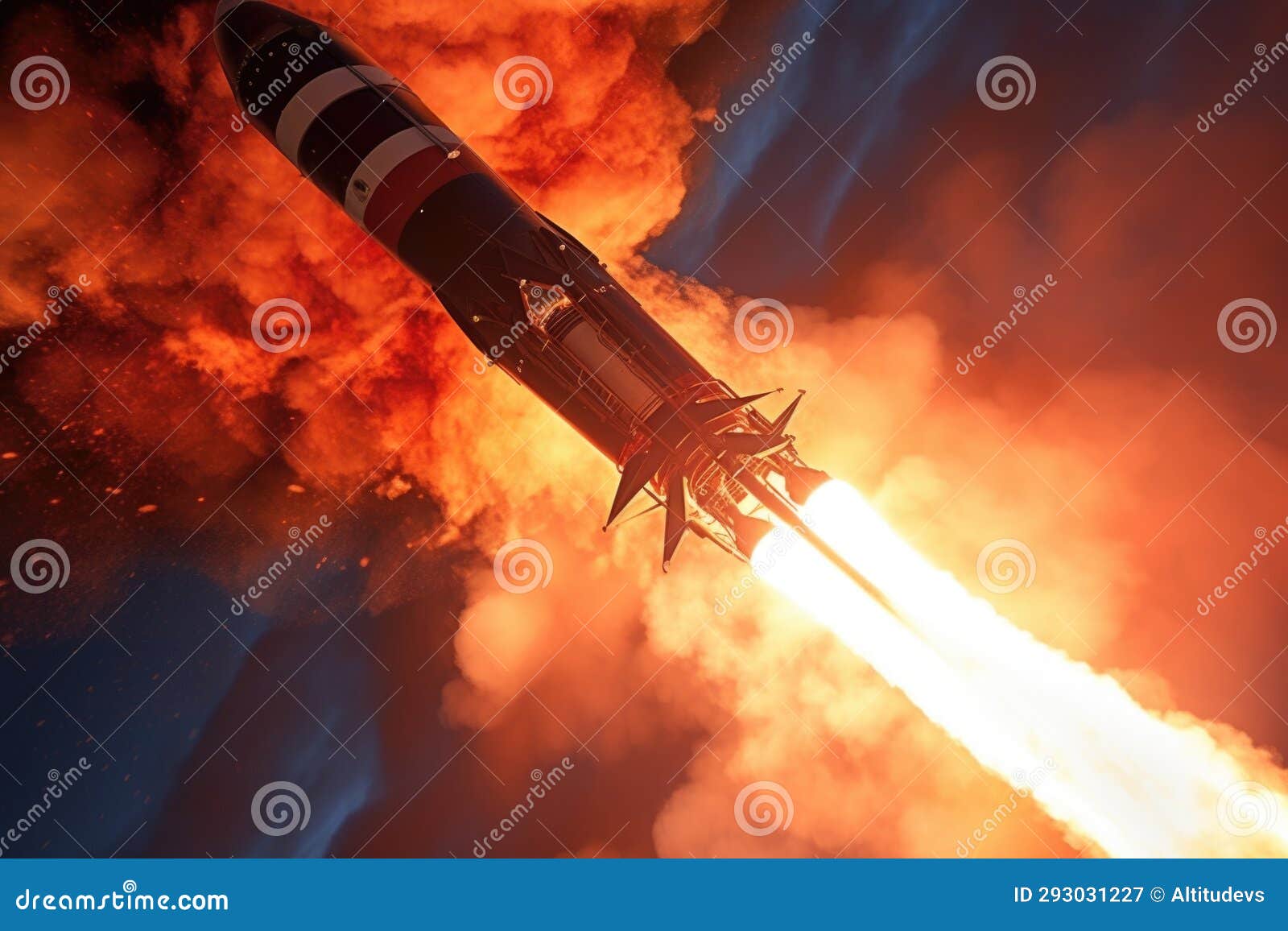 Rocket Lifting Off from Earth with Fiery Exhaust Stock Image - Image of ...