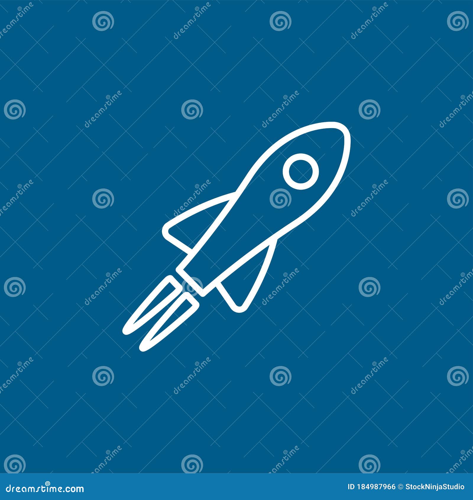 Rocket Line Icon on Blue Background. Blue Flat Style Vector ...