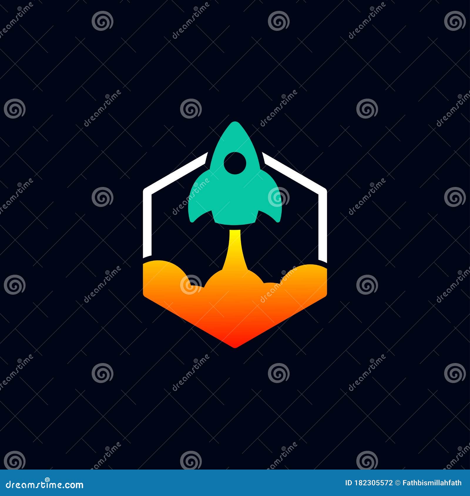 Rocket Logo Design Vector Template with Hexagon. Innovation Icon ...
