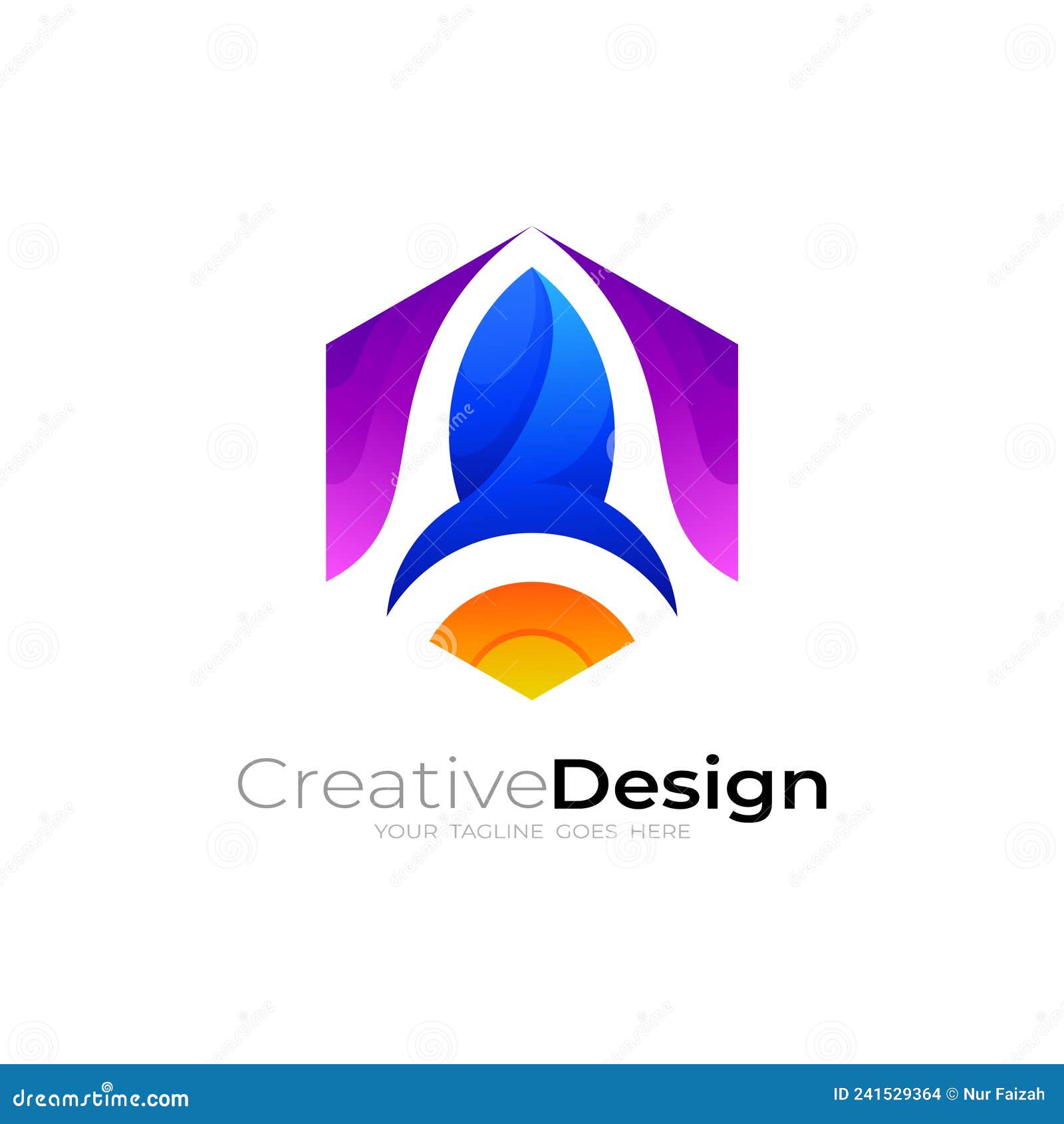 Rocket Logo and Hexagon Design Combination, 3d Stock Vector ...