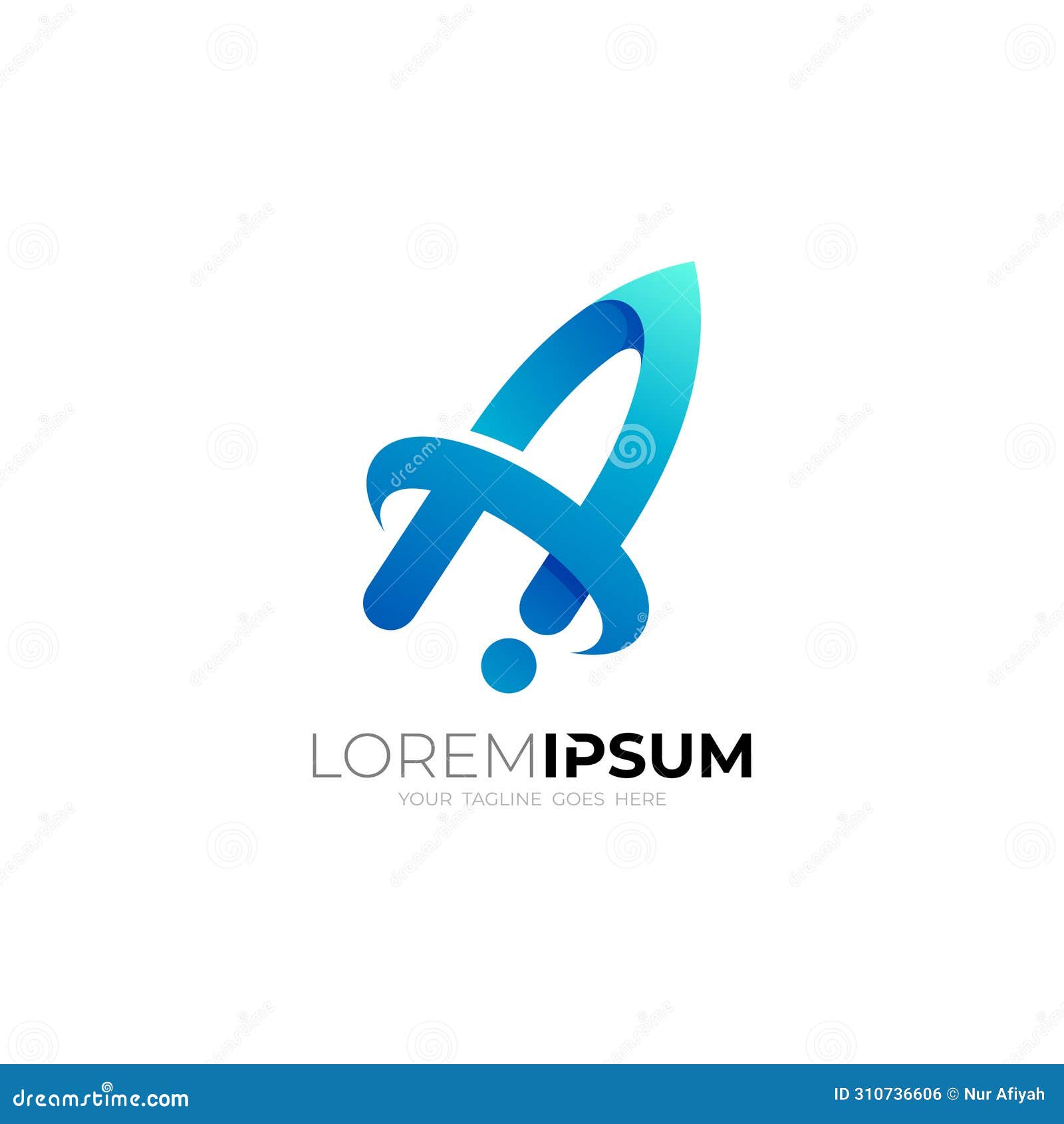 Rocket Logo with Simple Design Vector, Blue Color, Stock Vector ...