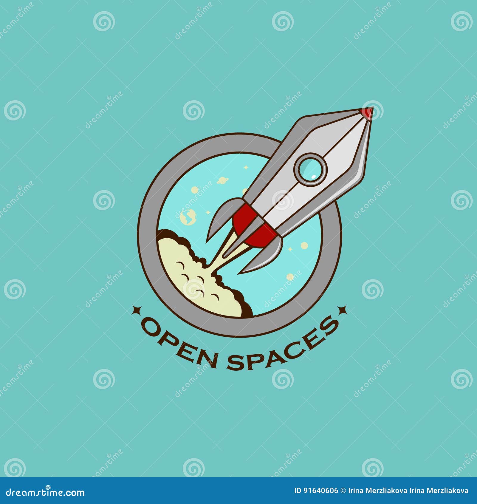 The Rocket Logo Takes Off in the Open Space, Vector Graphics Stock ...