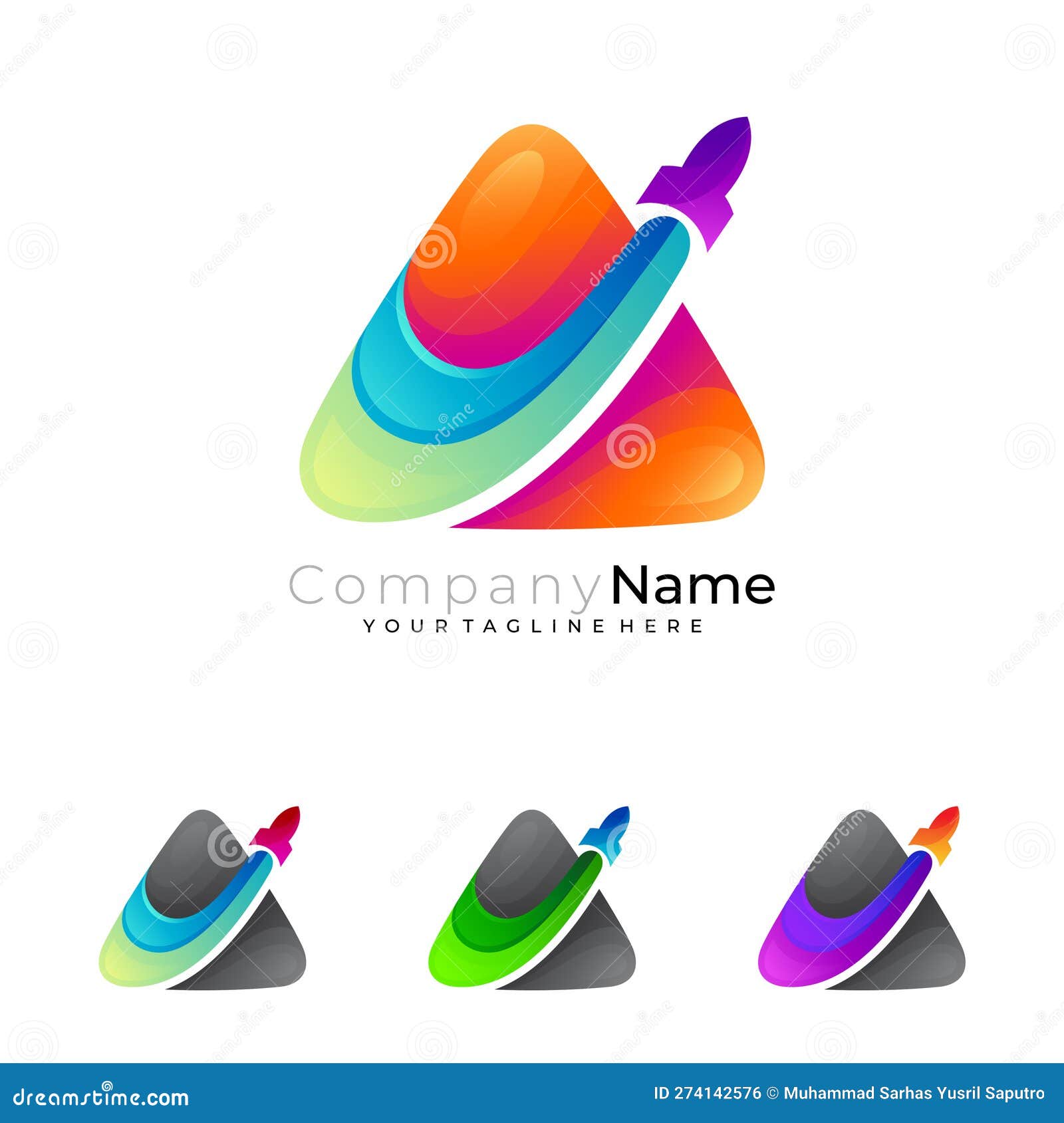 Rocket Logo and Triangle Design, Technology Icons Stock Vector ...
