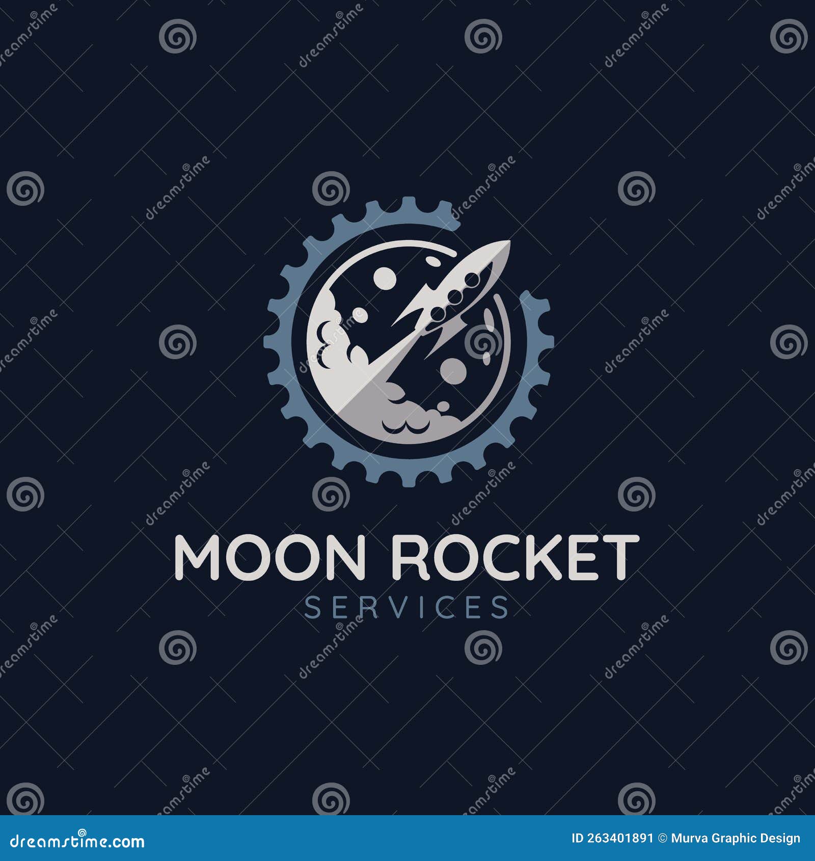 Rocket Logo Vector, Moon with Gear. Stock Vector - Illustration of ...