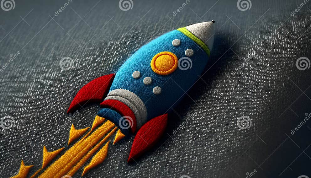Rocket Made of Felt-tip Pen on the Background of the Fabric Stock ...