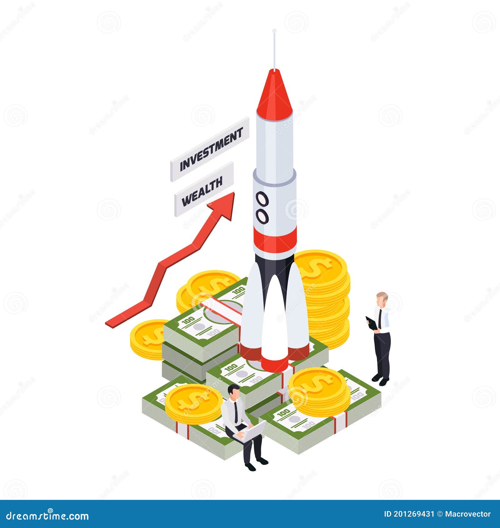 Rocket Management Cash Composition Stock Vector - Illustration of ...