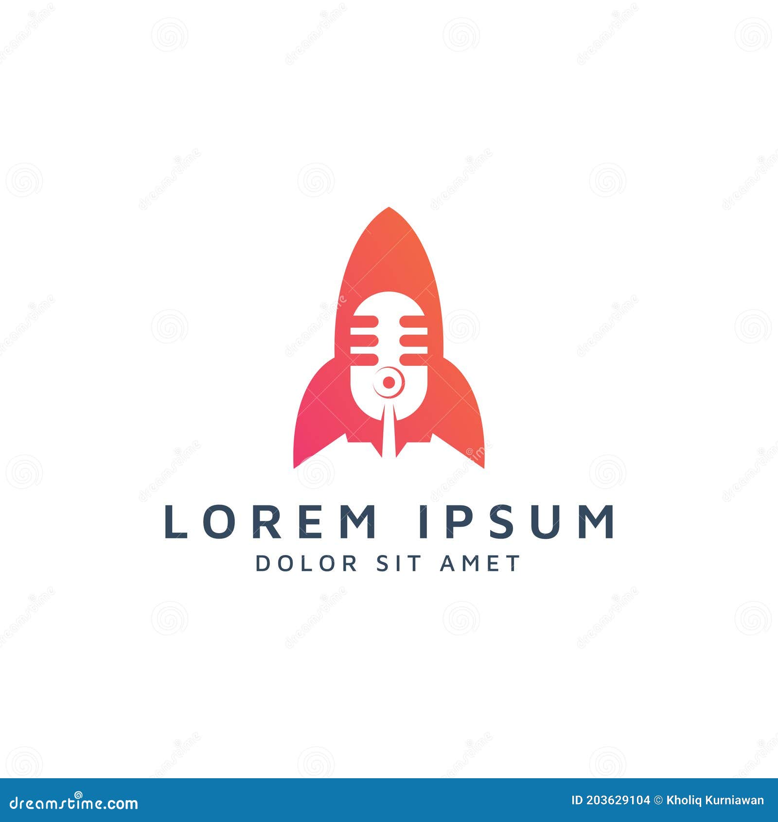 Rocket and Microphone Negative Space Logo Design Stock Vector ...