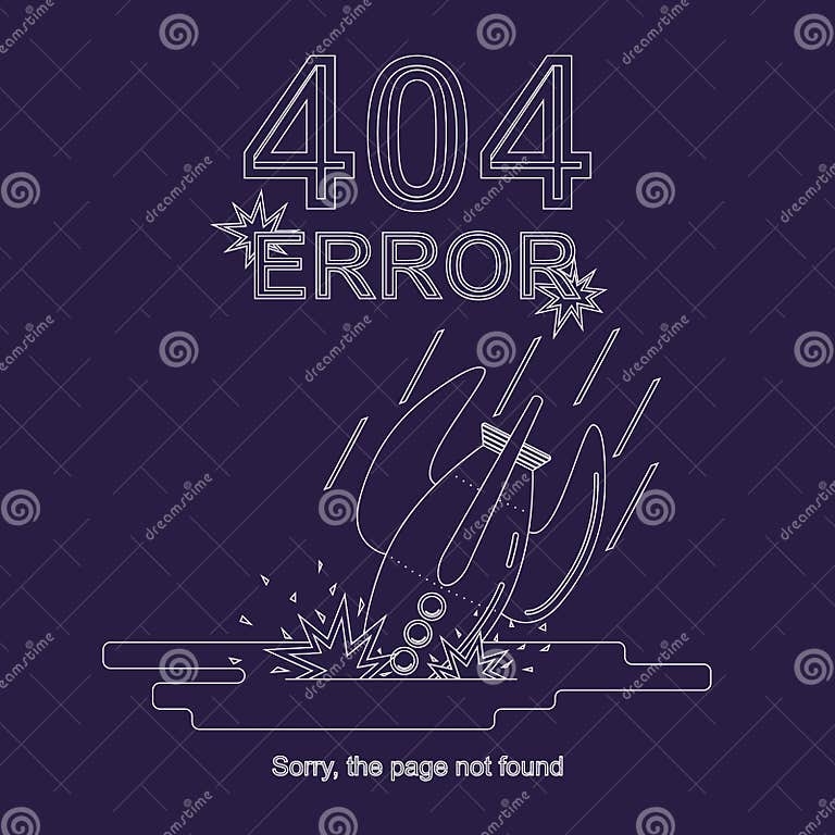 Rocket Missile Crashed Error Not Found Concept Card. Vector Stock ...
