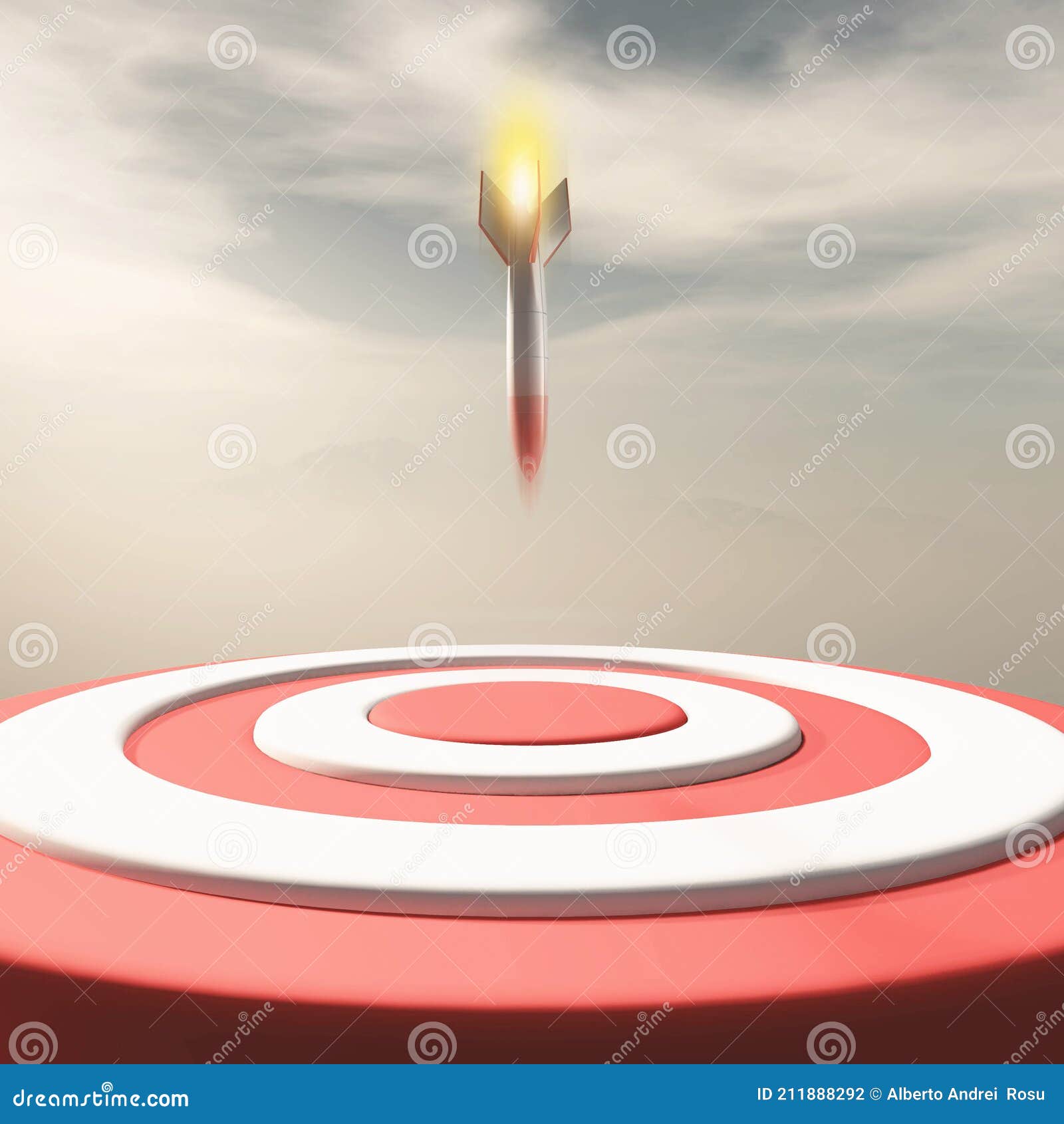 Rocket Missile Falling To a Red Target Stock Illustration ...