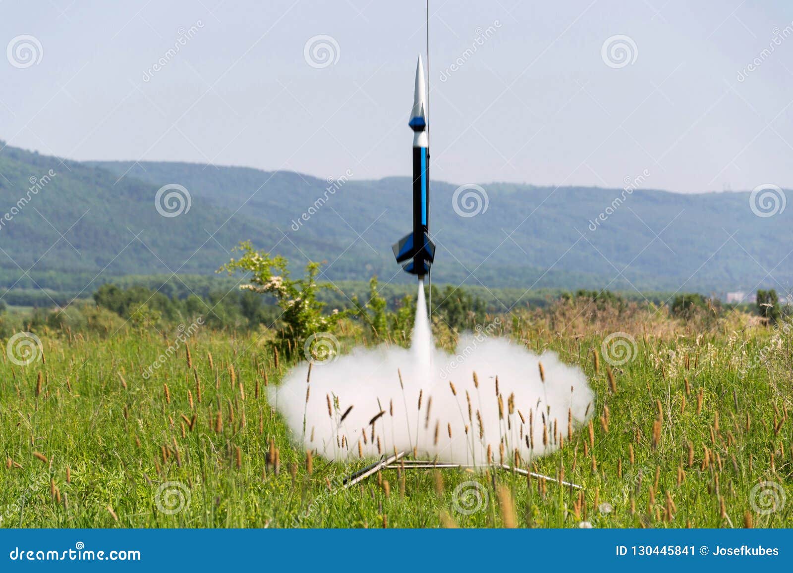 Rocket Model Prepare for Takeoff Launch, Summer Day Stock Image - Image ...