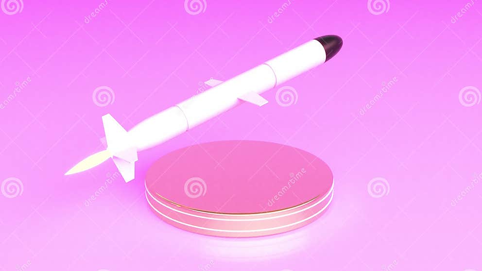 Rocket Model Space Shuttle Futuristic Technology Rotate on Gold Stage ...