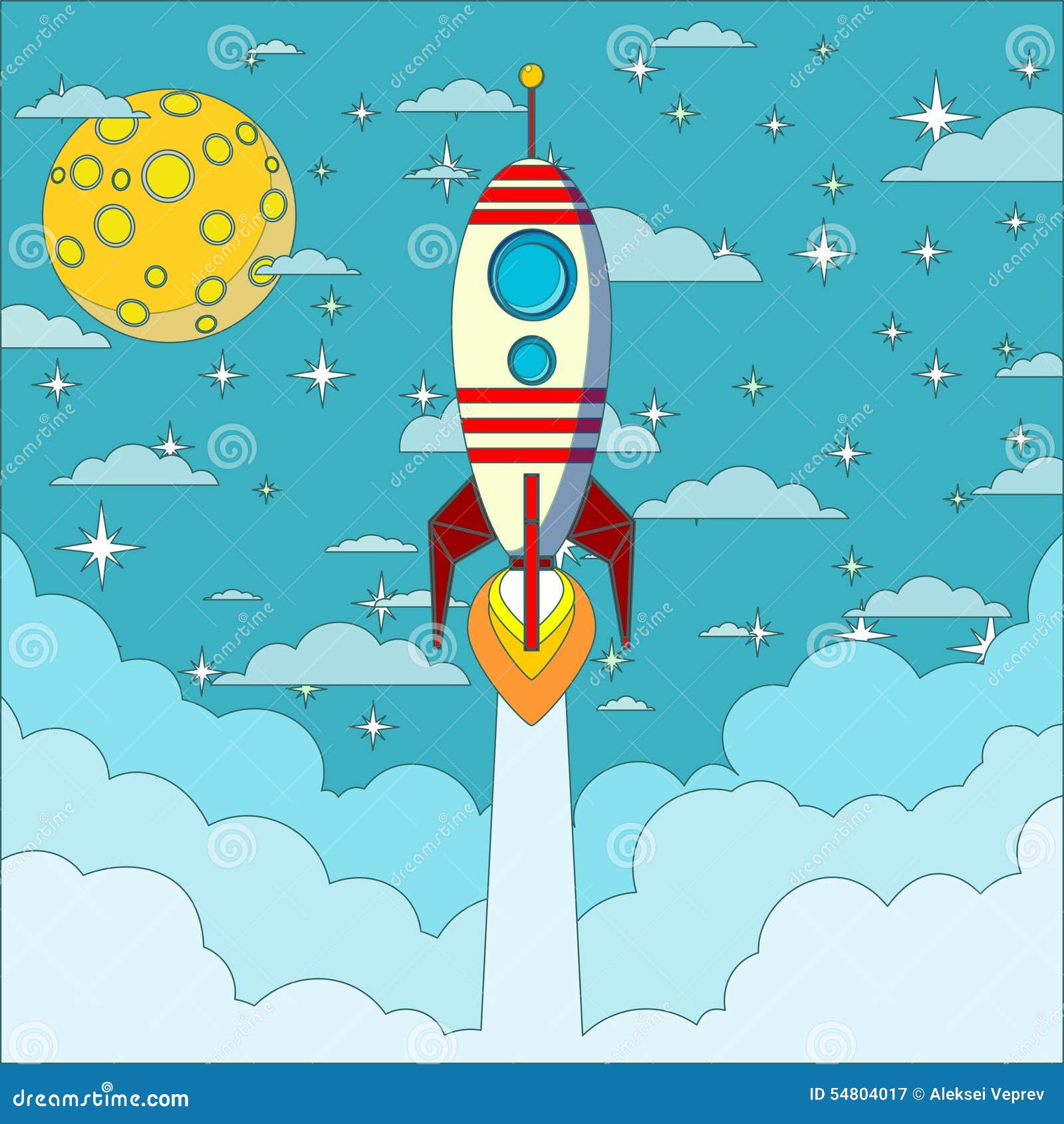 Rocket on the Moon Background, Vector Illustration Stock Vector ...