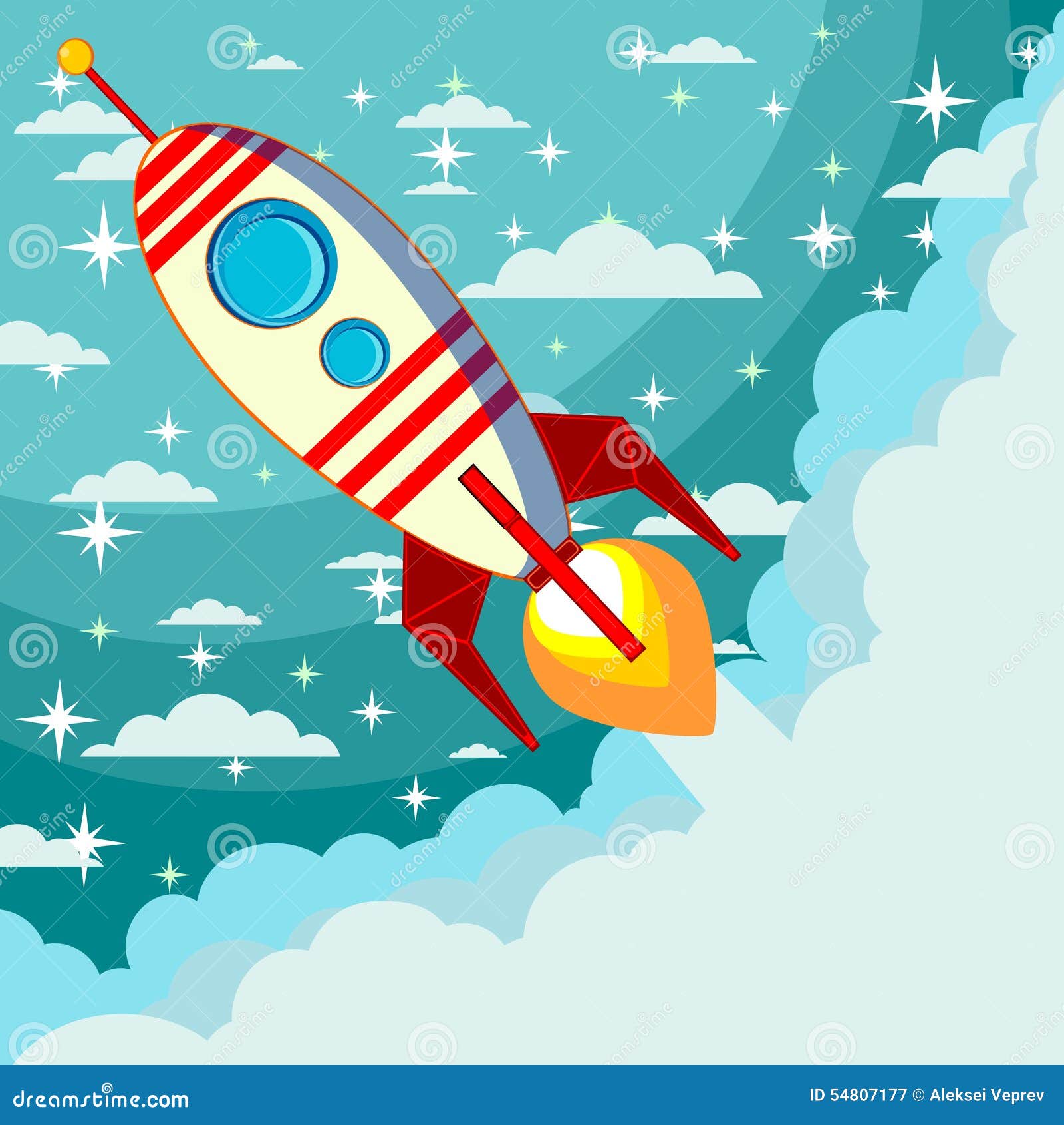 Rocket on the Moon Background, Vector Illustration Stock Vector ...