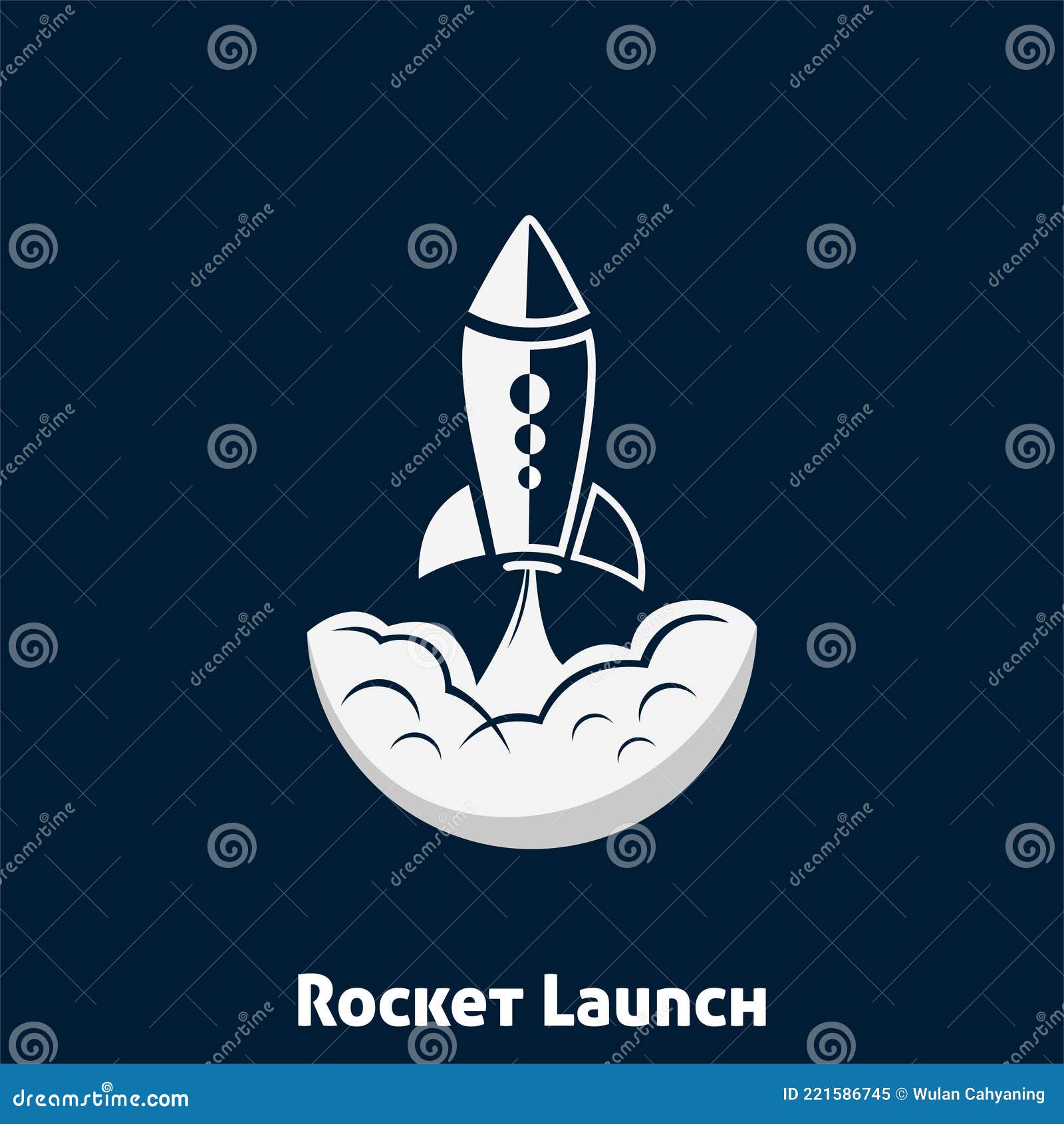 Rocket Moon Launch Illustration Logo Stock Vector - Illustration of ...