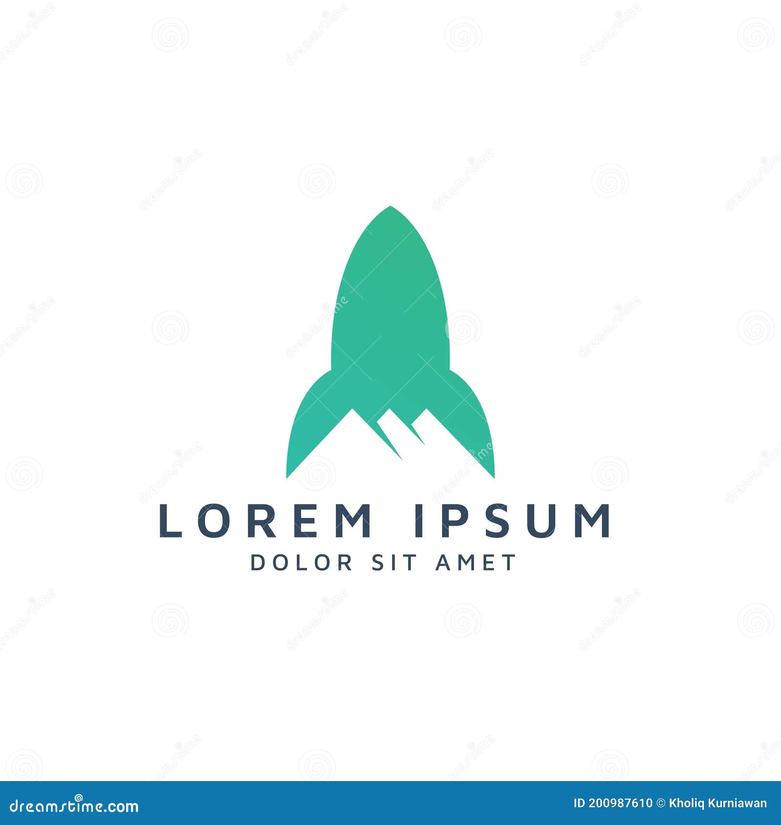 Rocket and Mountain Negative Space Logo Design Stock Vector ...