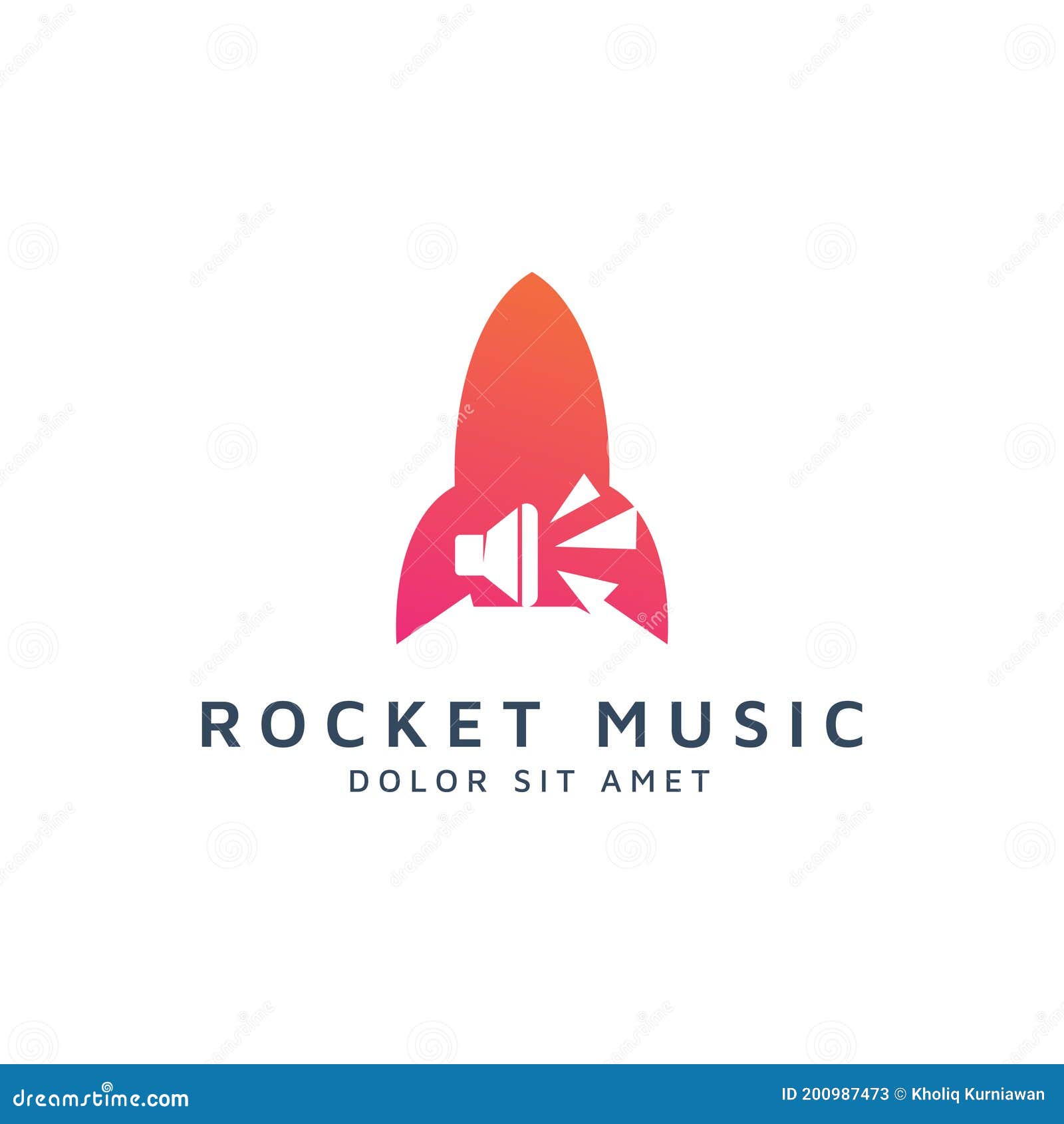 Rocket and Music Negative Space Logo Design Stock Vector - Illustration ...