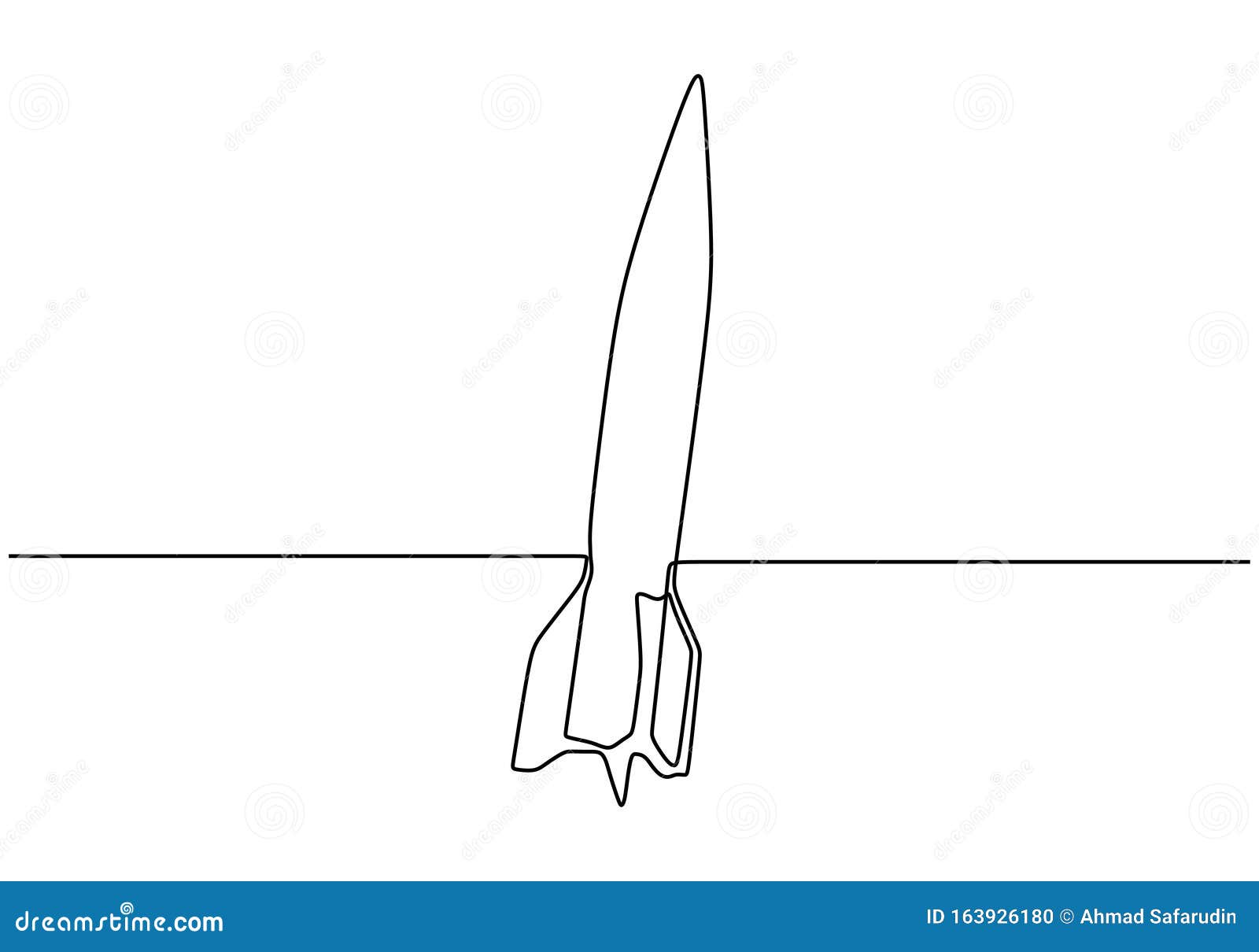Rocket One Line Drawing Minimalism Technology Theme. Vector Continuous ...