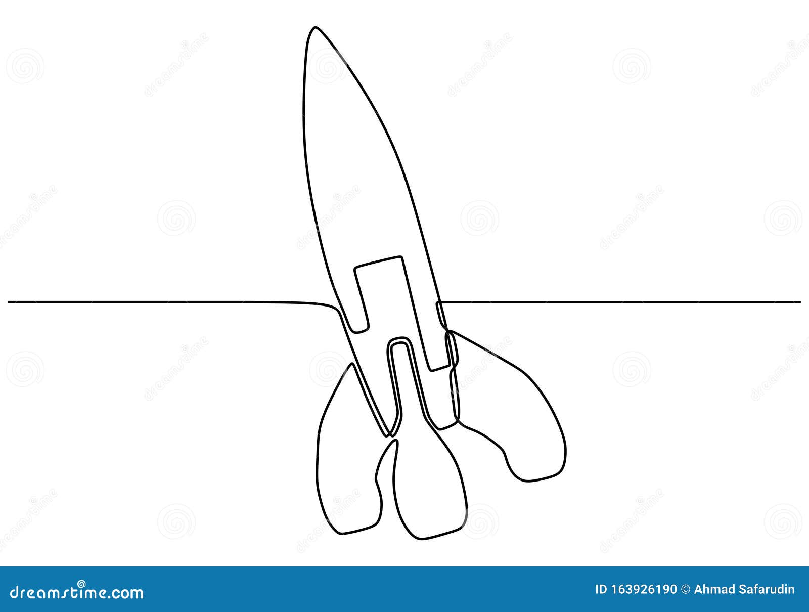Rocket One Line Drawing Minimalism Technology Theme. Vector Continuous ...