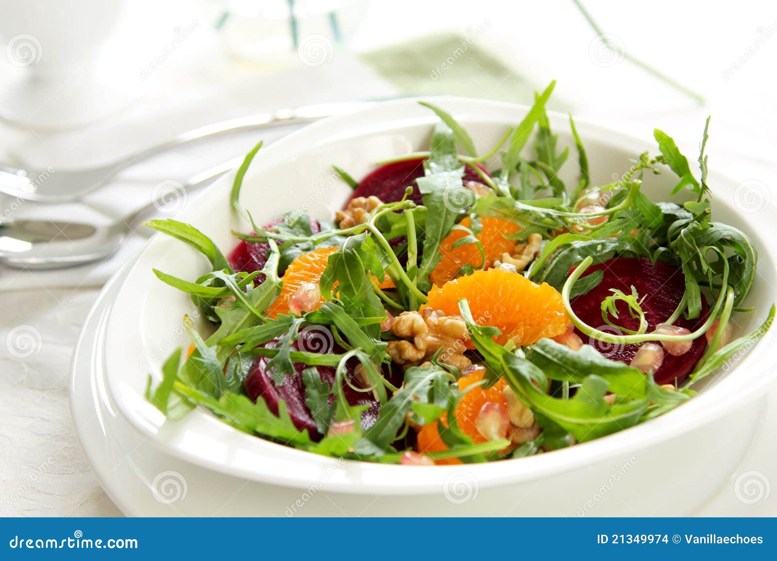 Rocket with Orange and Beetroot Salad Stock Photo - Image of fork ...