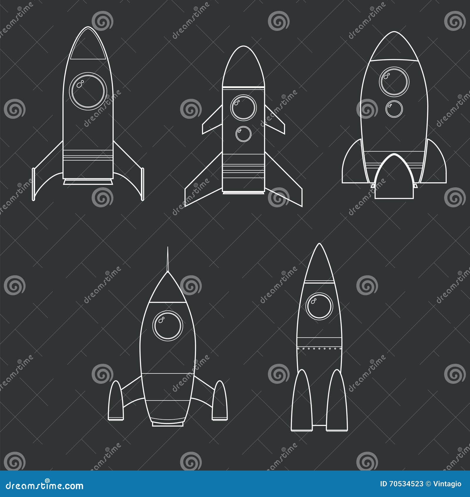 Rocket Outline Icons Collection Set. Industry Linear Symbol Pack ...