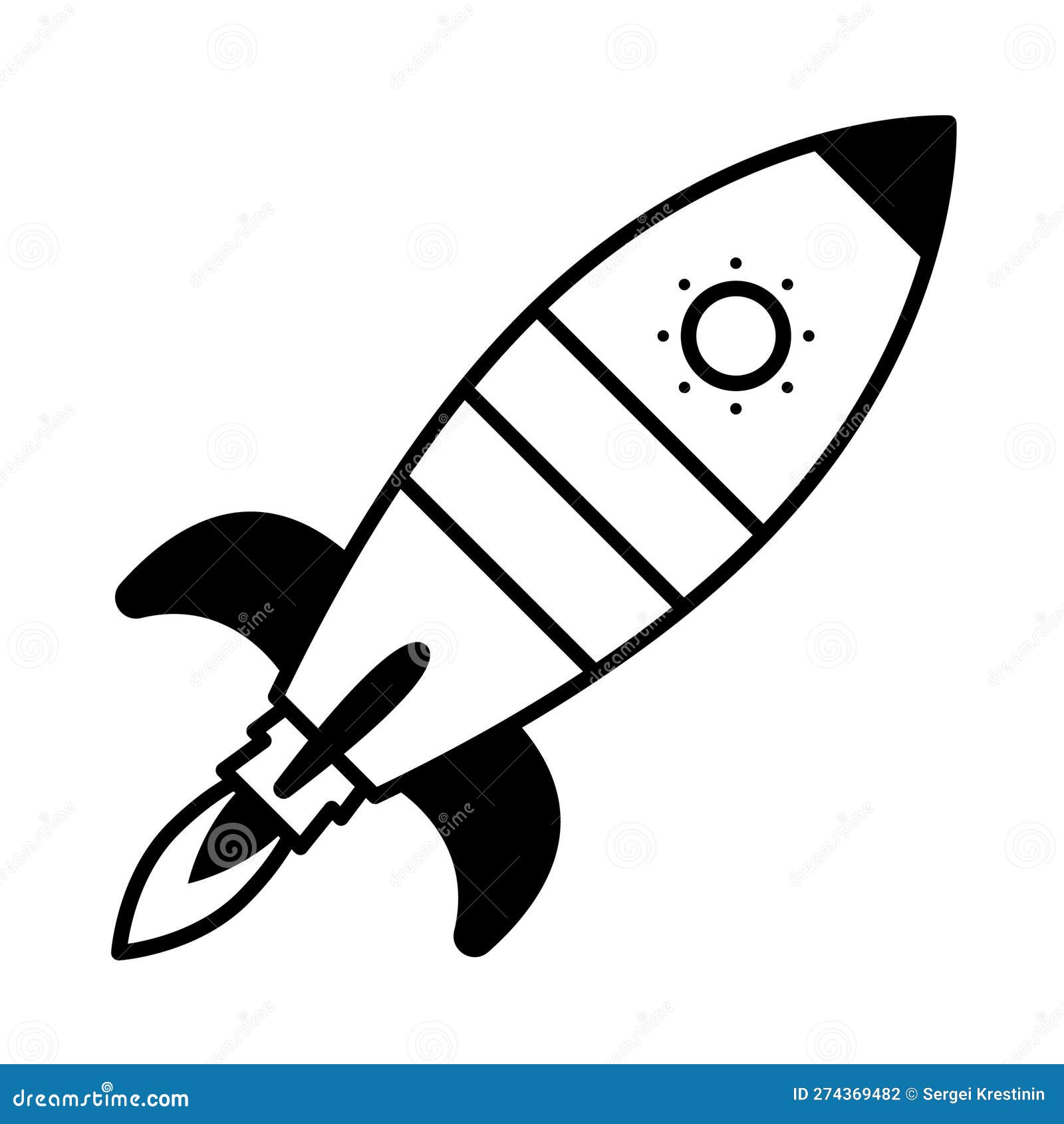 Rocket in outline style. stock vector. Illustration of astronomy ...