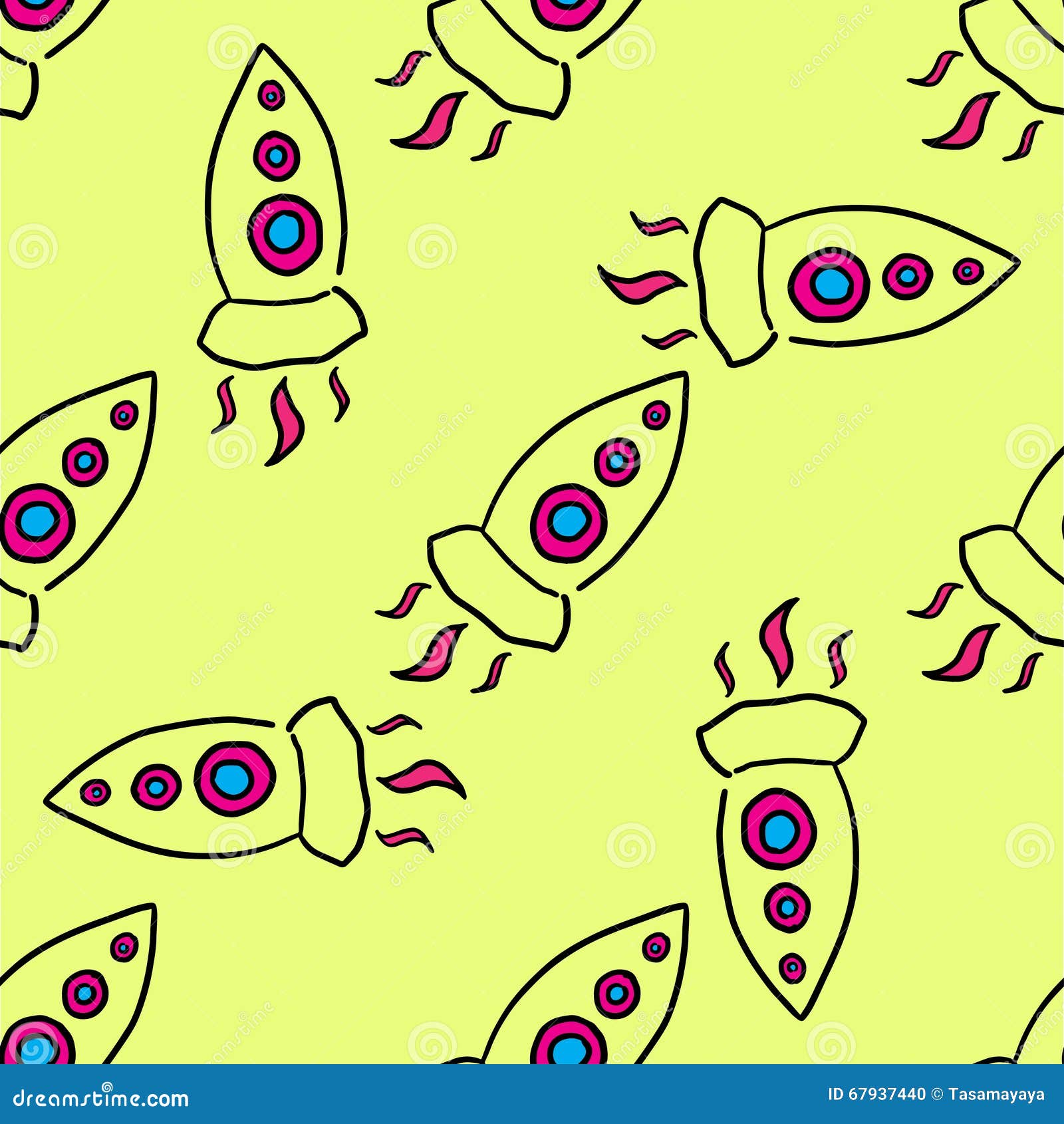 Rocket Pattern Vector Hand Drawn Illustration Stock Vector ...