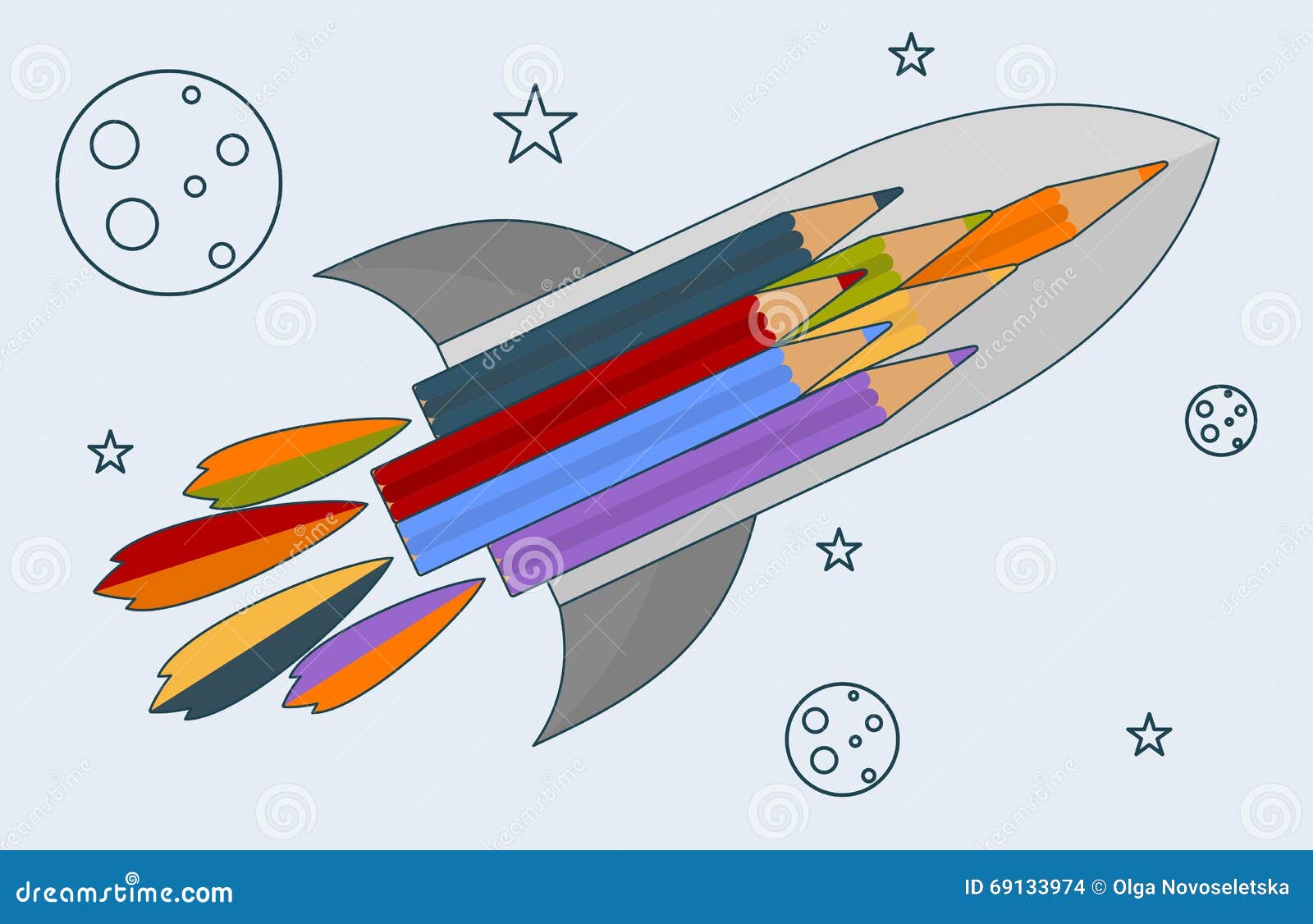 Rocket_with_ pencils stock vector. Illustration of pencil - 69133974