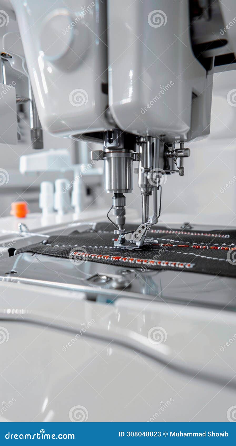 Rocket Picture Production White Automatic Sewing Machine in Close Up ...